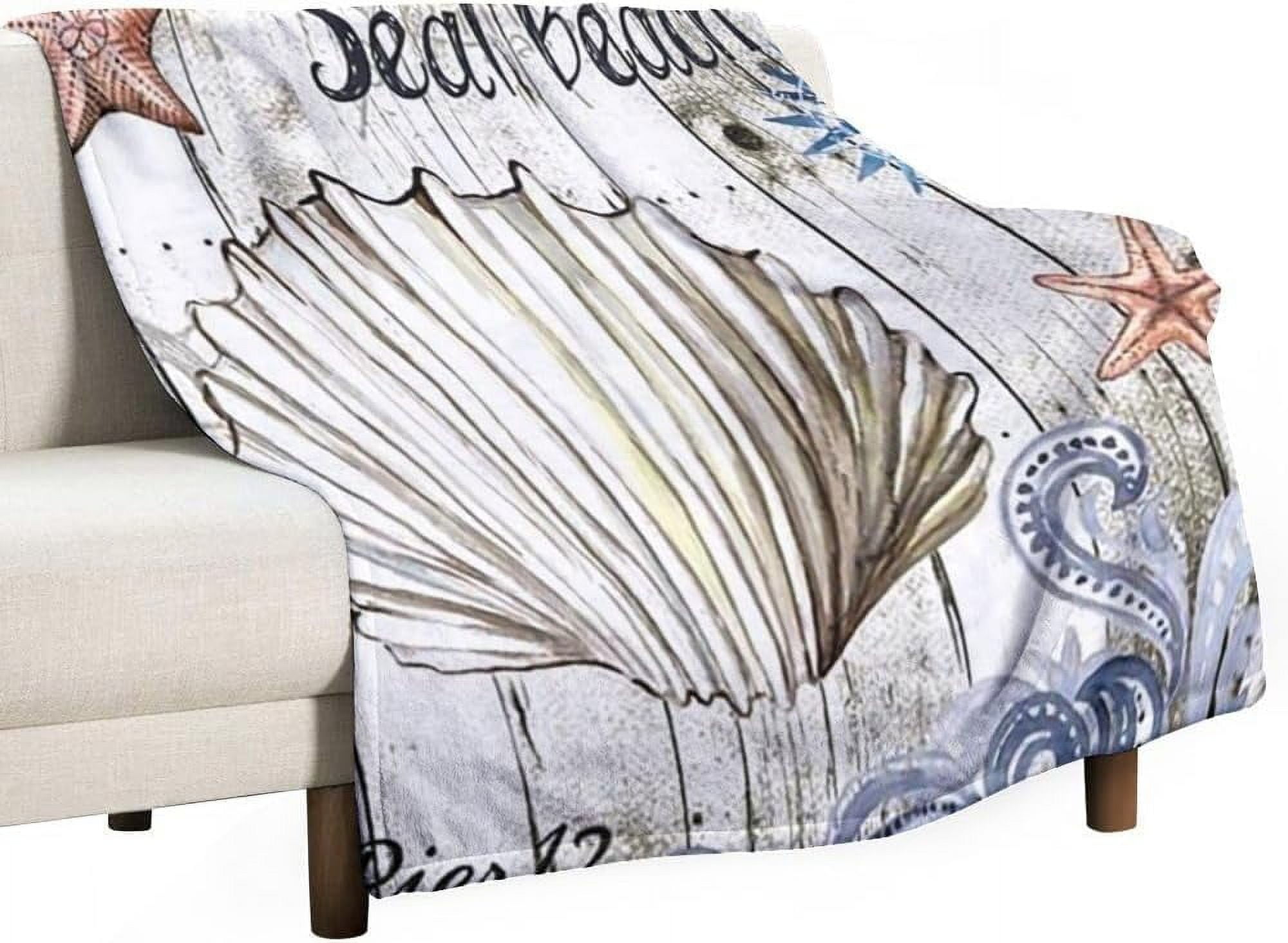 Shell Seal Baech Marine Invertebrates Starfish Board Pattern Flannel ...