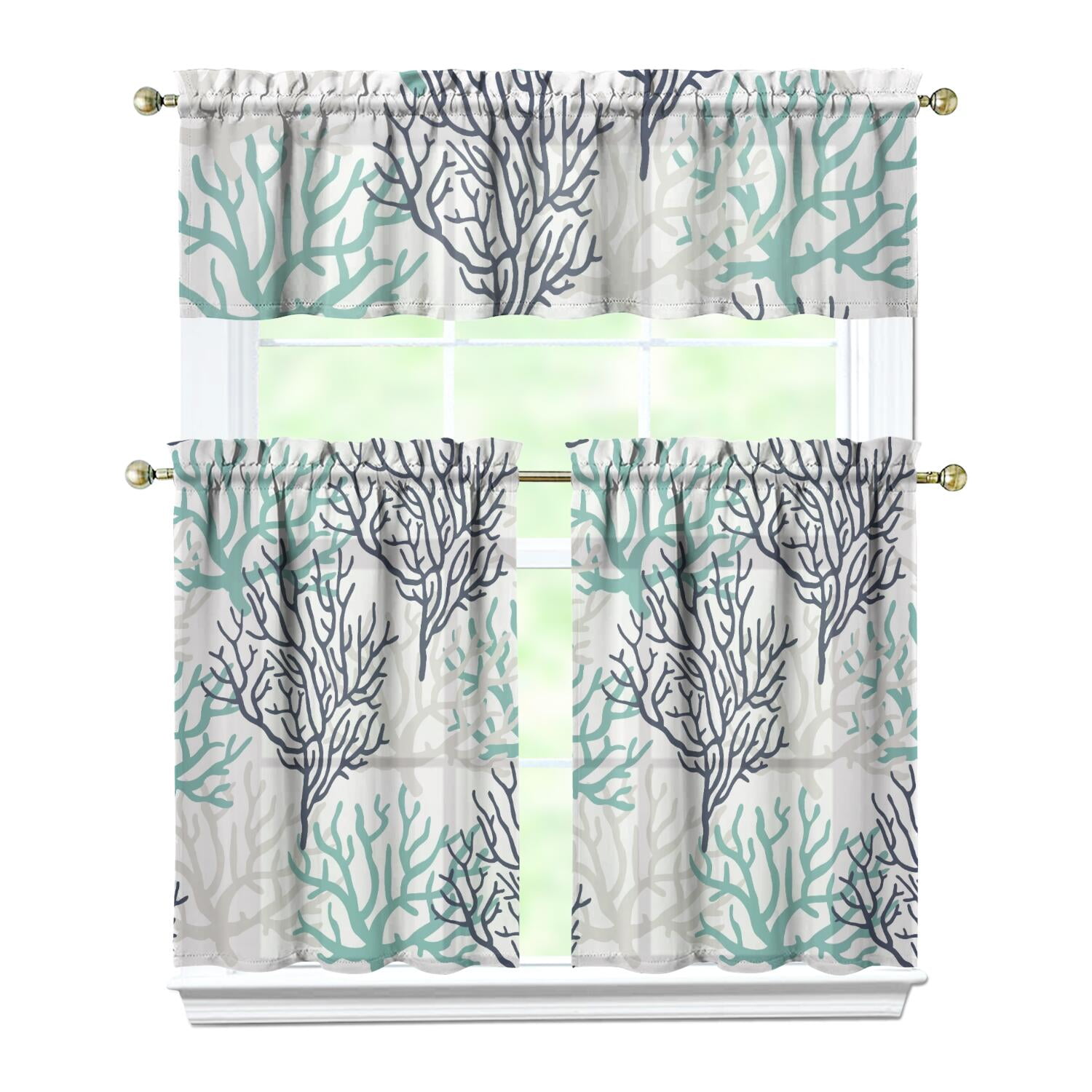 Shell Seashell Beach Curtains Set Starfish Coral Sea Marine Life Fish ...