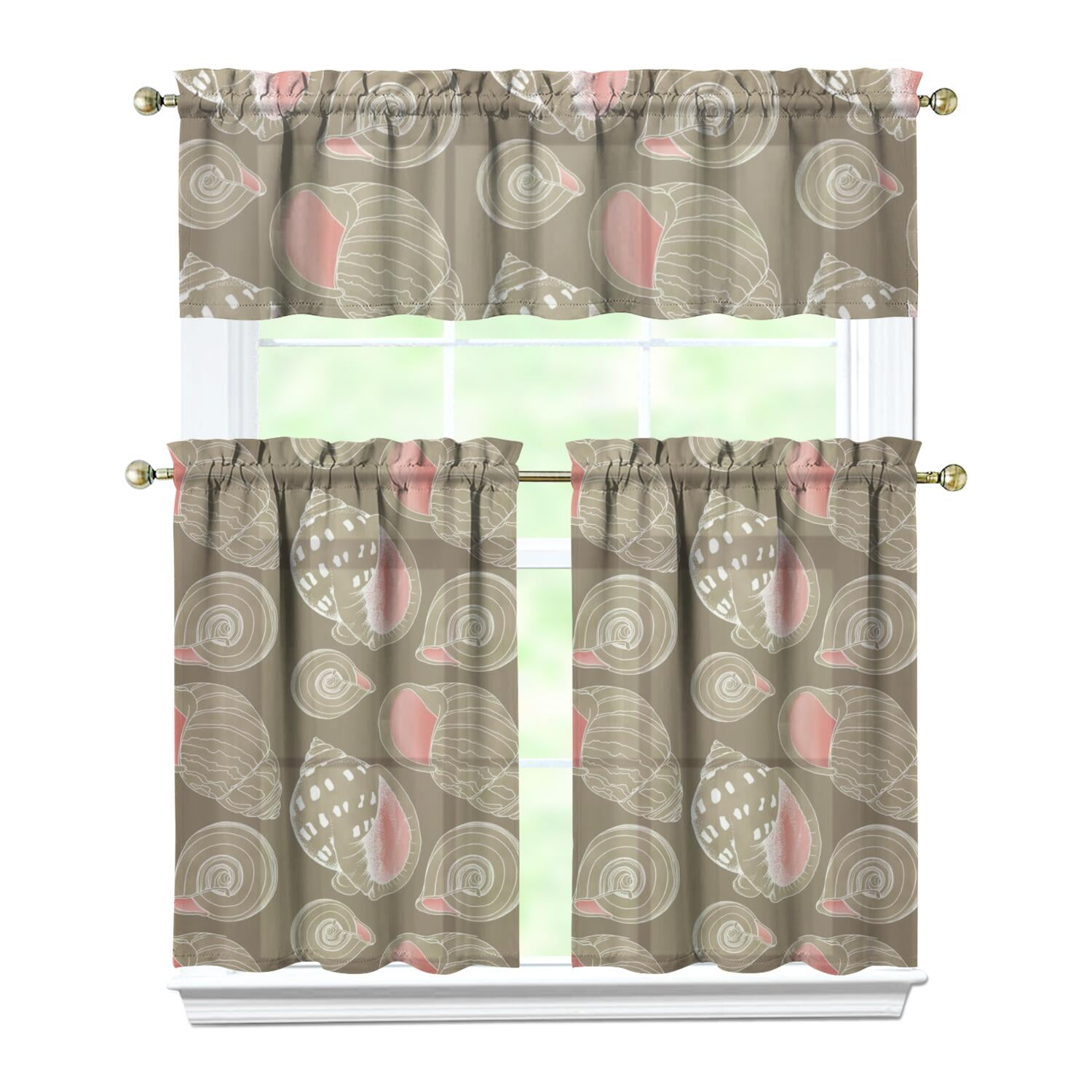 Shell Seashell Beach Curtains Set Starfish Coral Sea Marine Life Fish ...