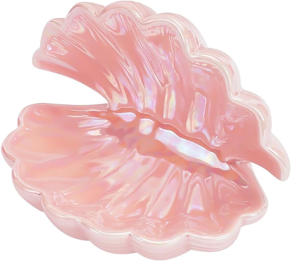 Shell Shape Ceramic Jewelry Tray Pink Shell Trinket Dish Ceramic Ring ...