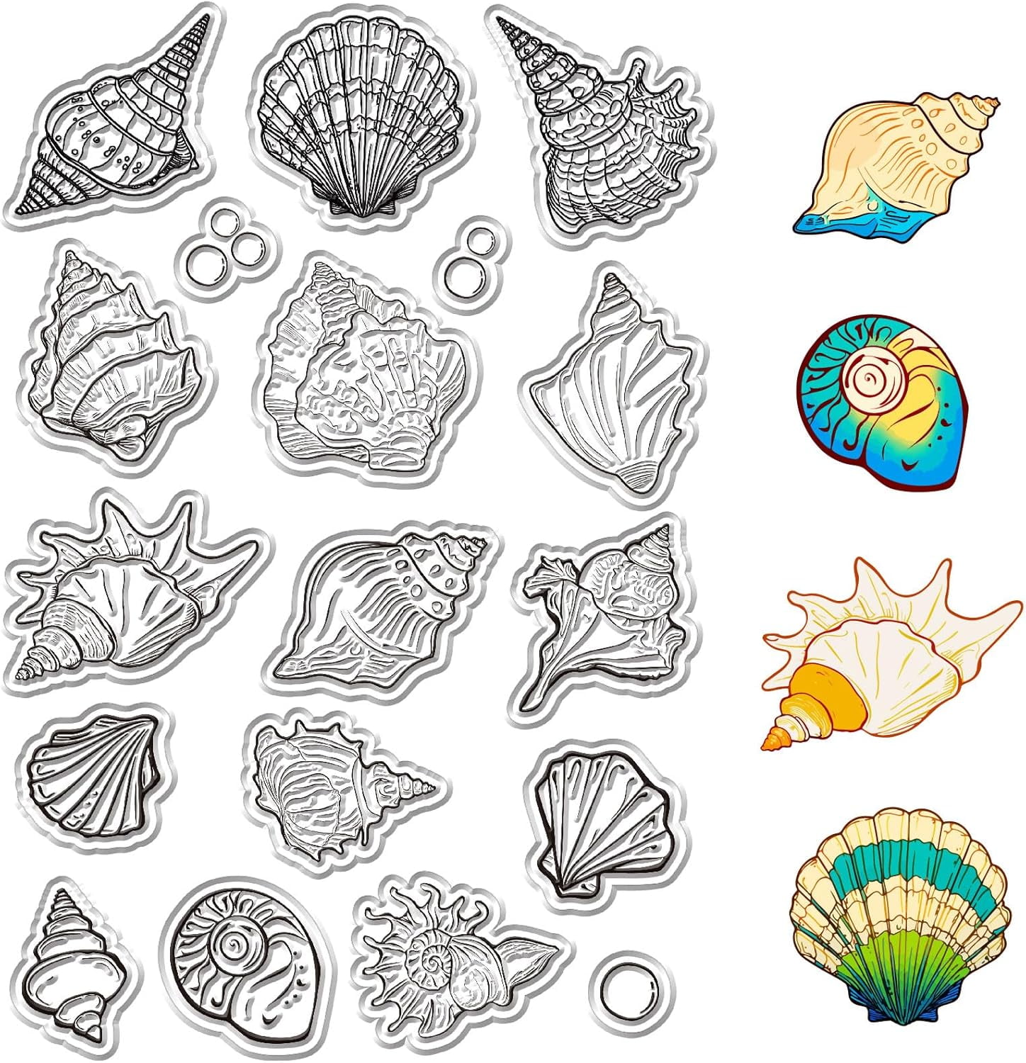 Shell Shape Clear Rubber Stamps Ocean Transparent Silicone Seal Sea ...