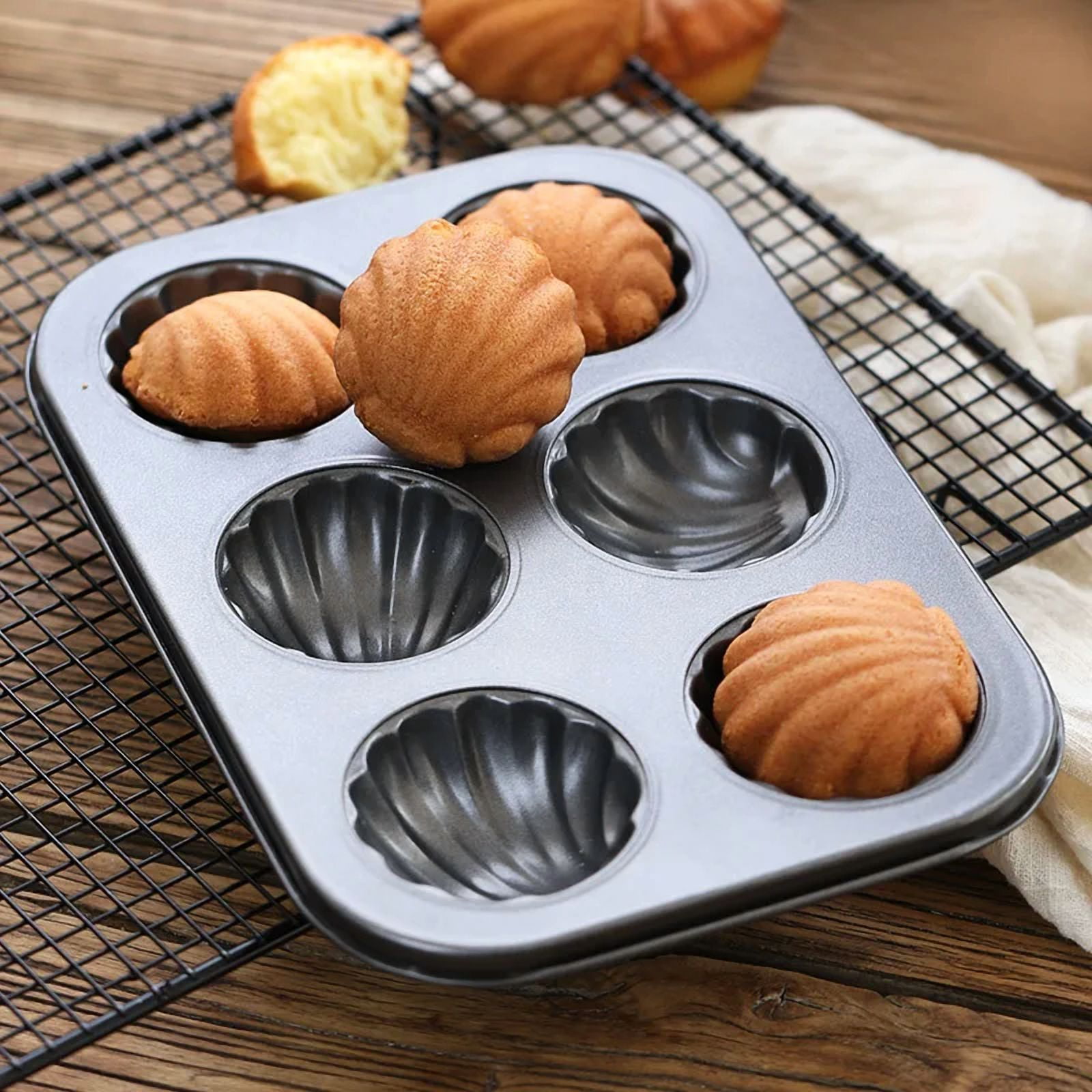 Shell Shaped Madeleine Tray Carbon Steel Baking Mold for Cakes Cookie ...