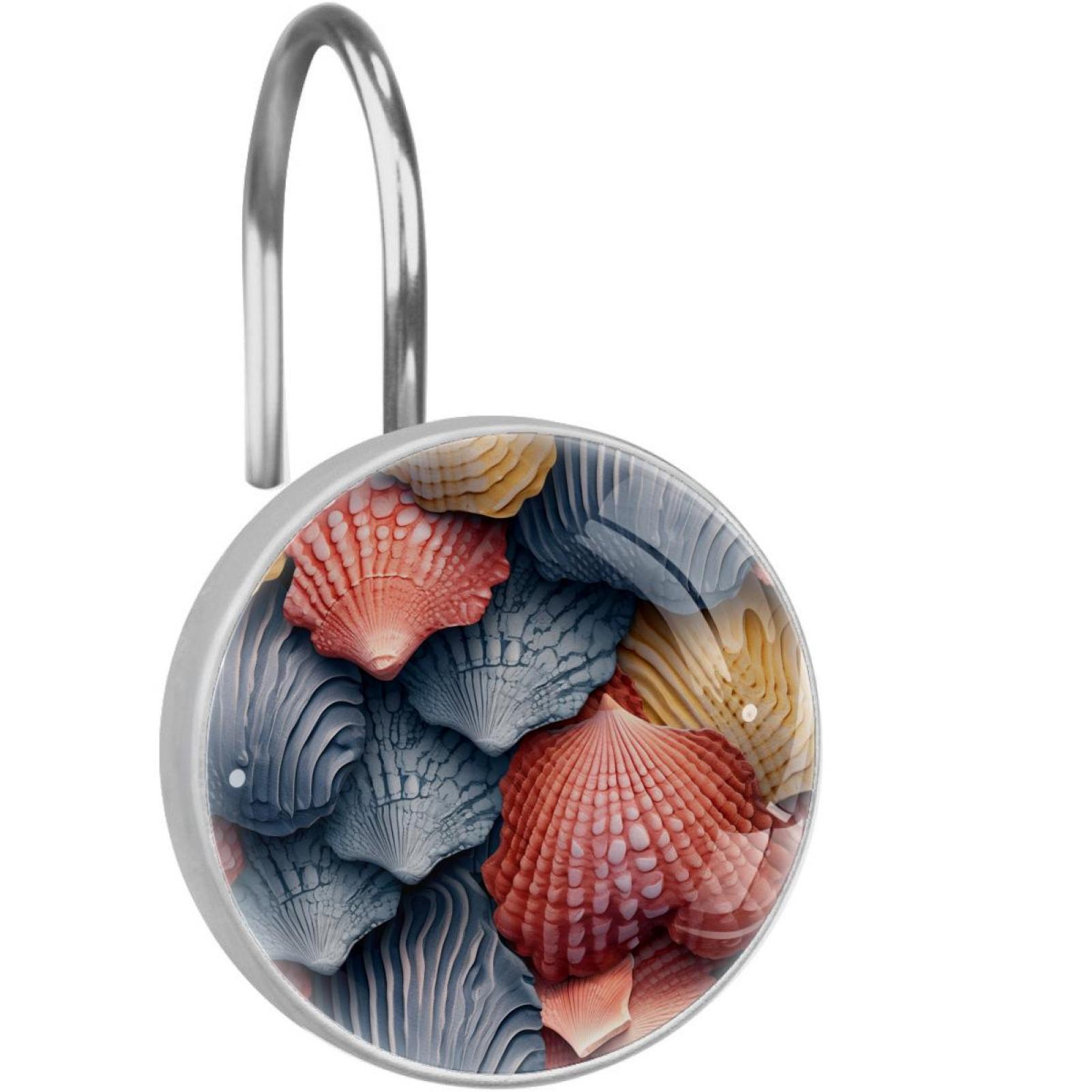 Shell Shower Curtain Hooks （Set of 12） for Home Hotel Shower Rods ...