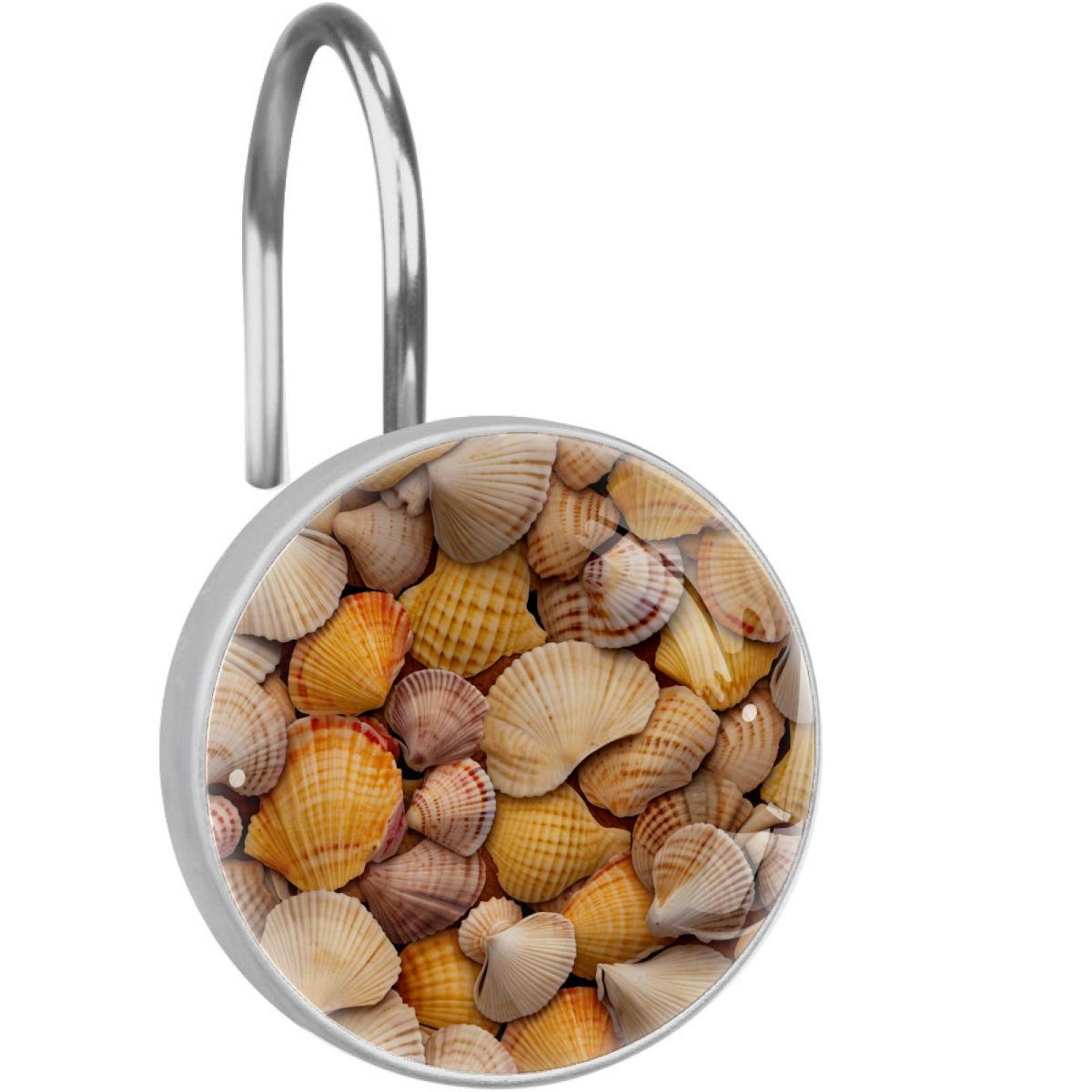 Shell Shower Curtain Hooks （Set of 12） for Home Hotel Shower Rods ...