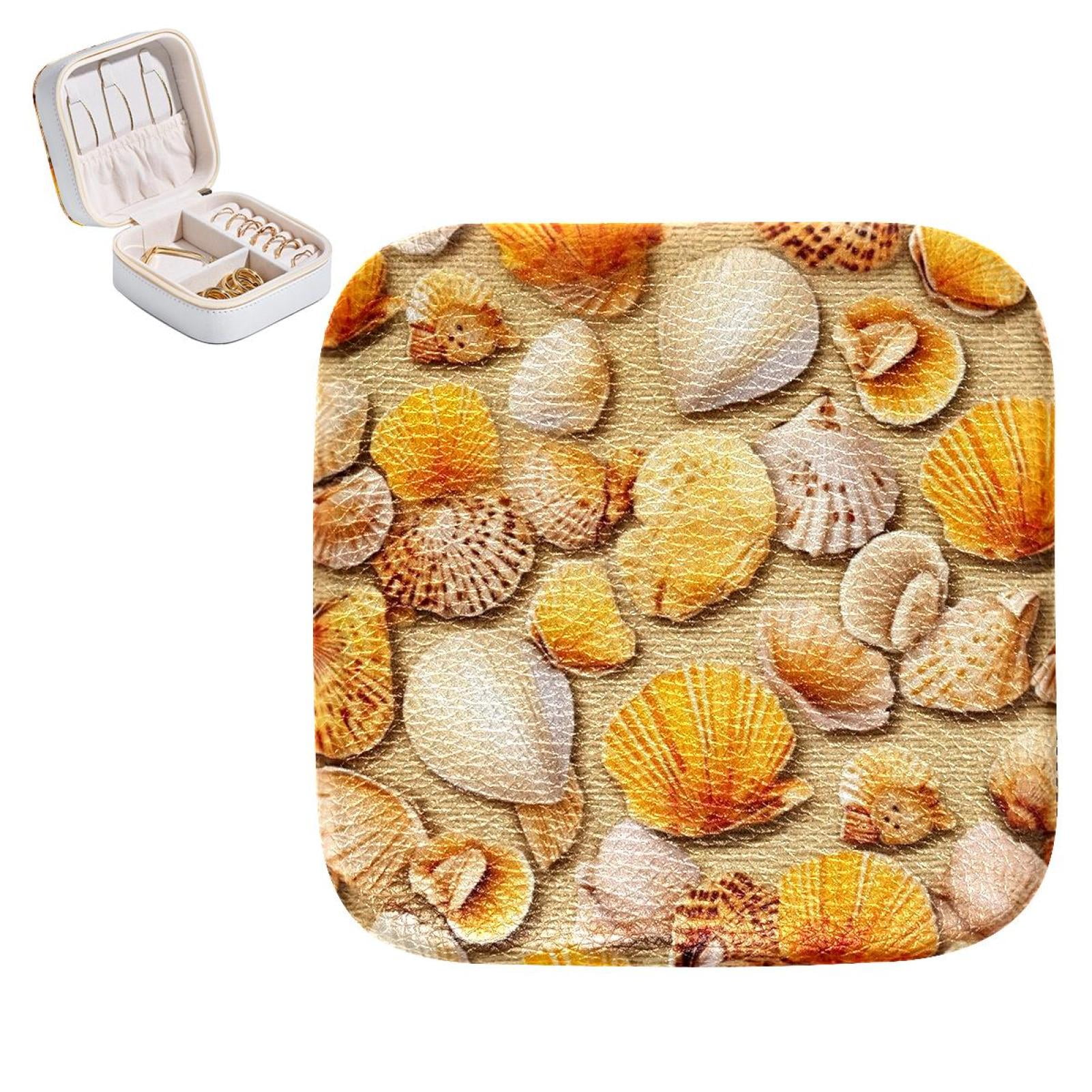 Shell Square Portable Jewelry Box Organizer for Rings, Earrings ...