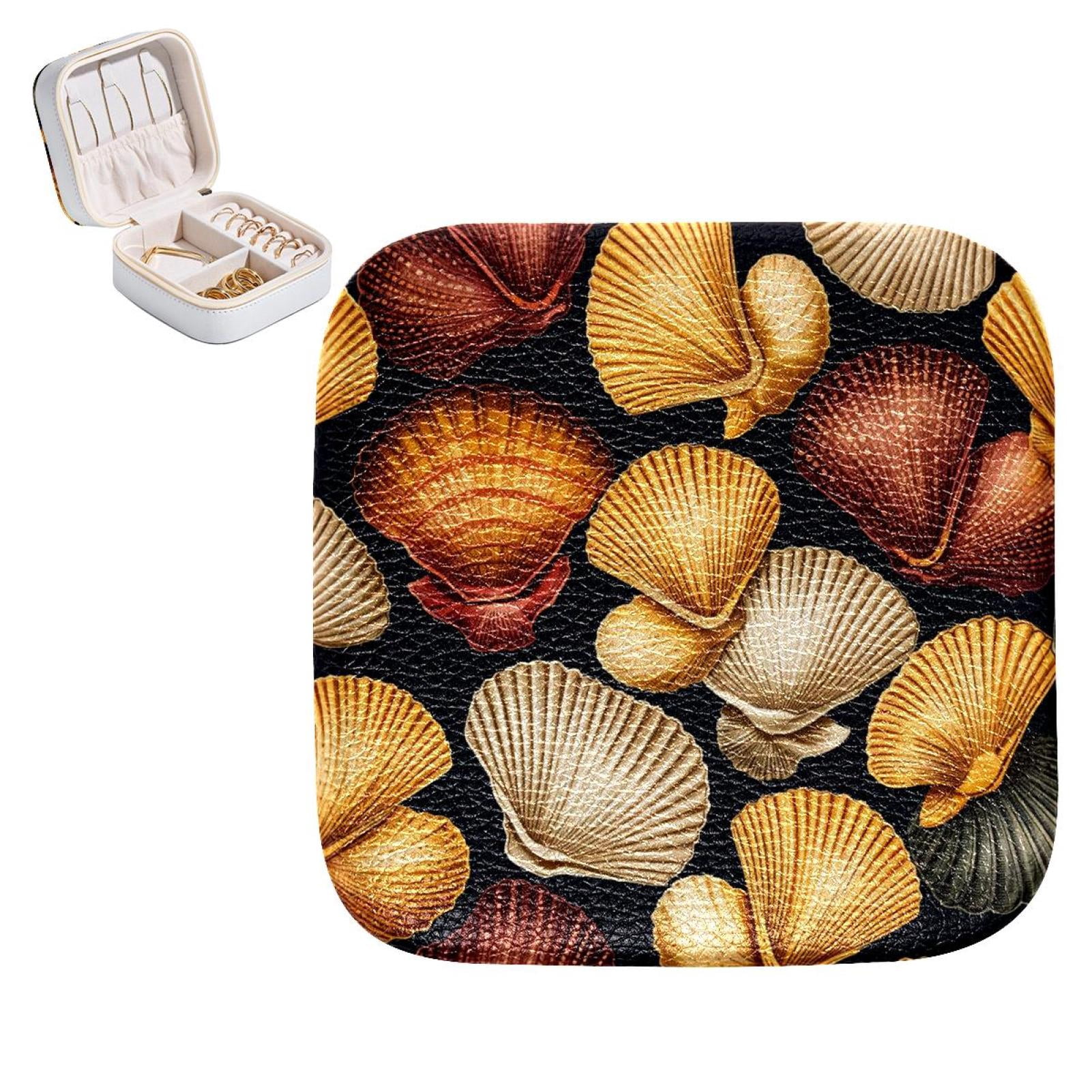 Shell Square Travel Jewelry Box Organizer Display Case Holder Necklace ...