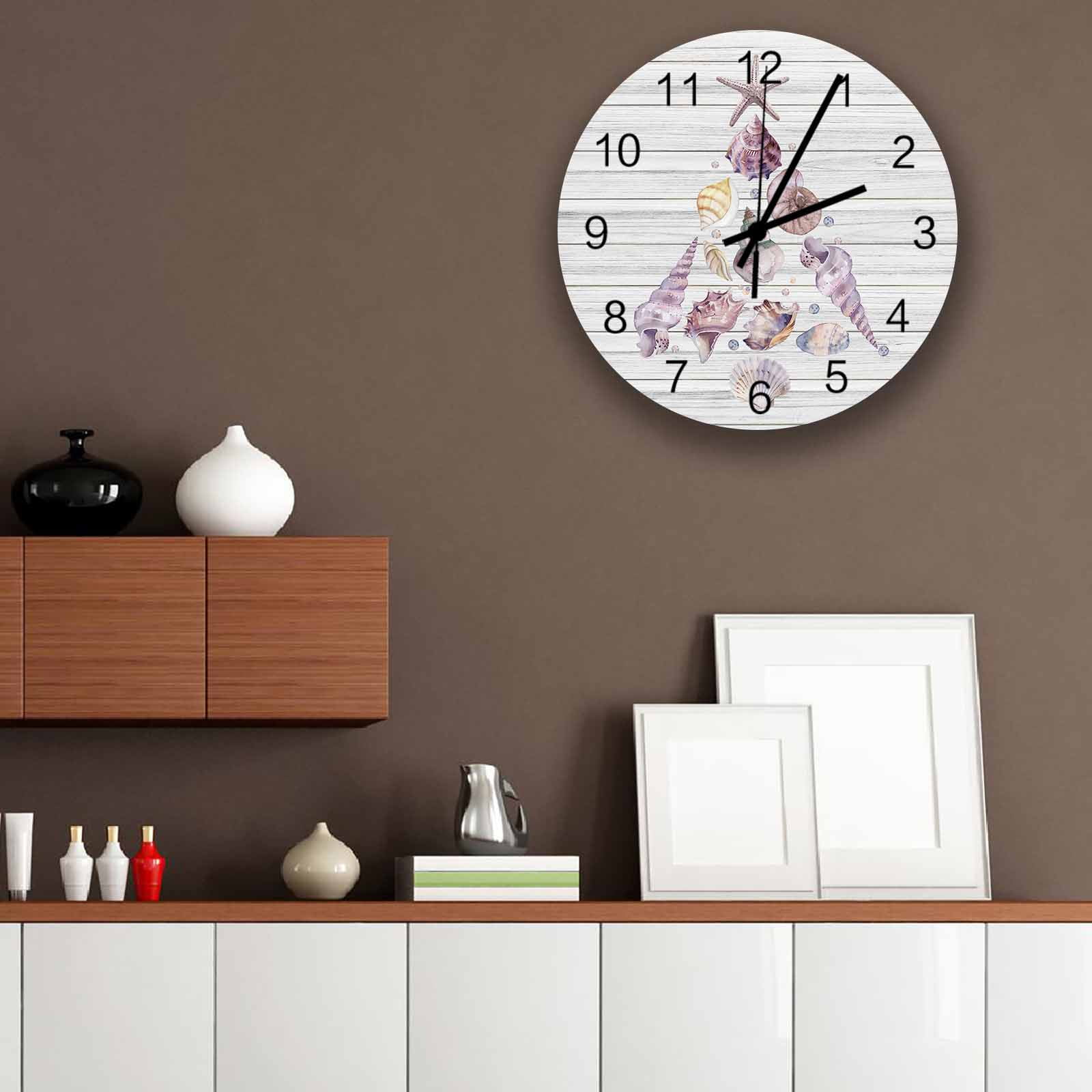 Shell Star Conch Wall Clock Large Modern Kitch Dinning Round Wall ...