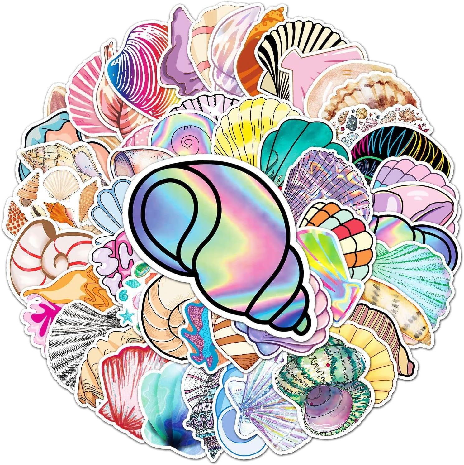 Shell Stickers Decal Purple Pink Sea Shells Waterproof Vinyl Stickers ...