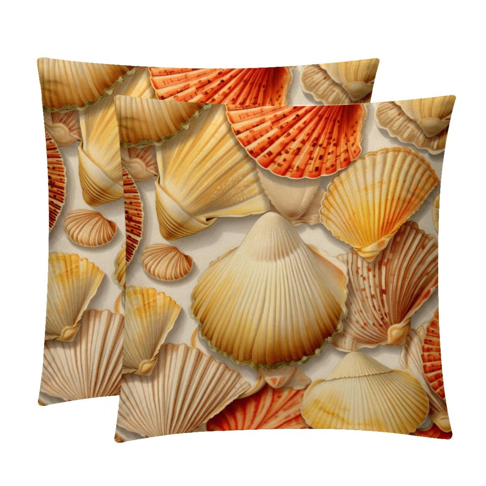 Shell Throw Pillow Covers Set of 2 - 16x16, 18x18, 20x20 Inches ...