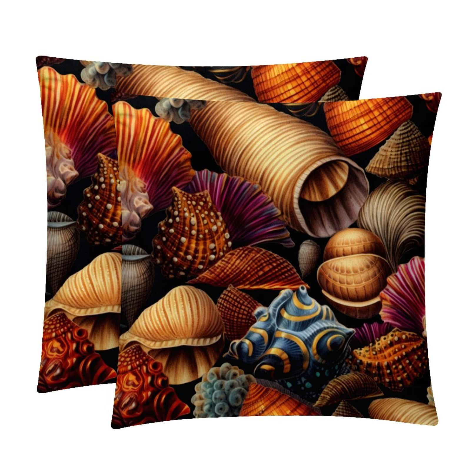 Shell Throw Pillows Set of 2 with Unique Patterns Covers - Available in ...