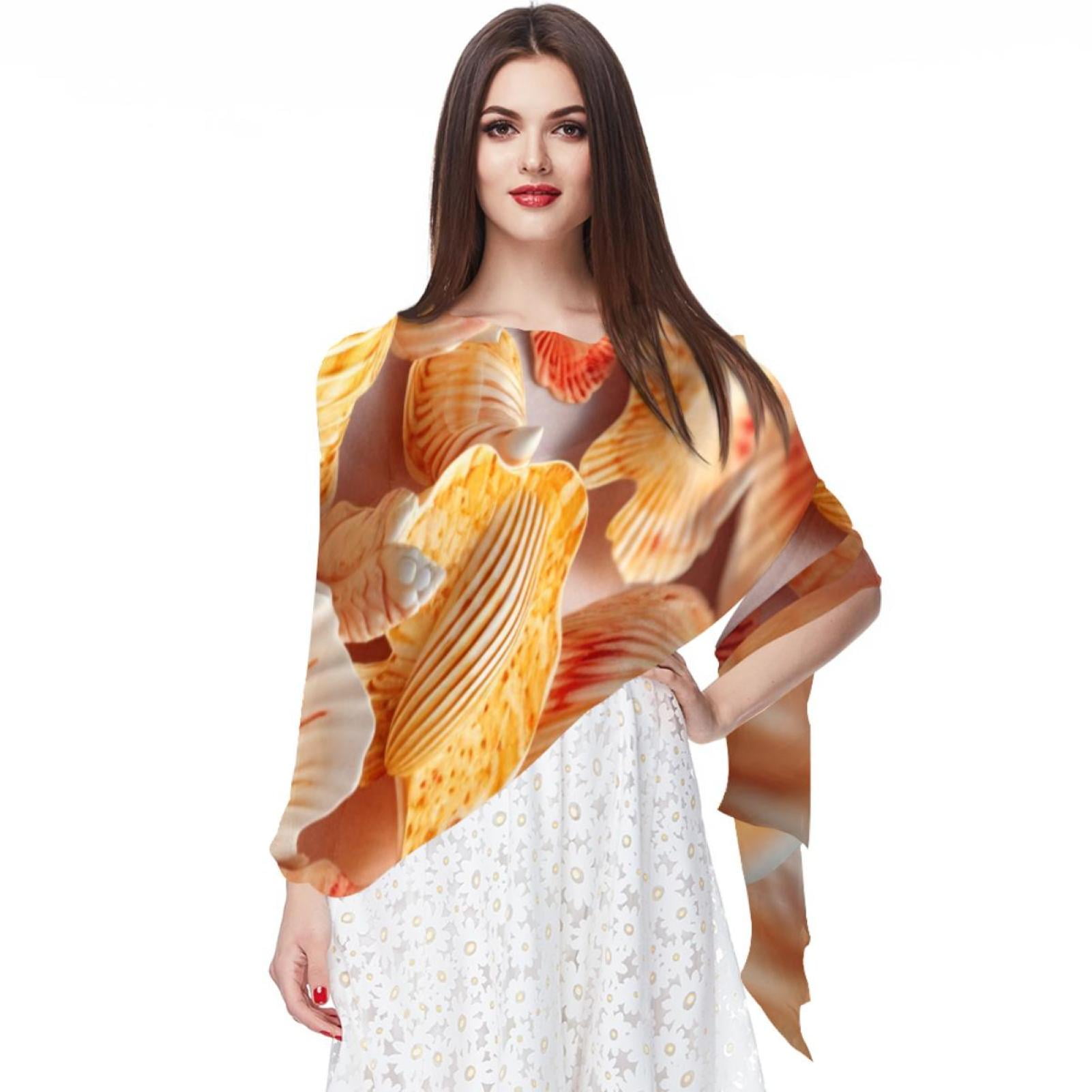 Shell Translucent Chiffon Silk Scarf Light Breathable Head Wrap 180x73 ...