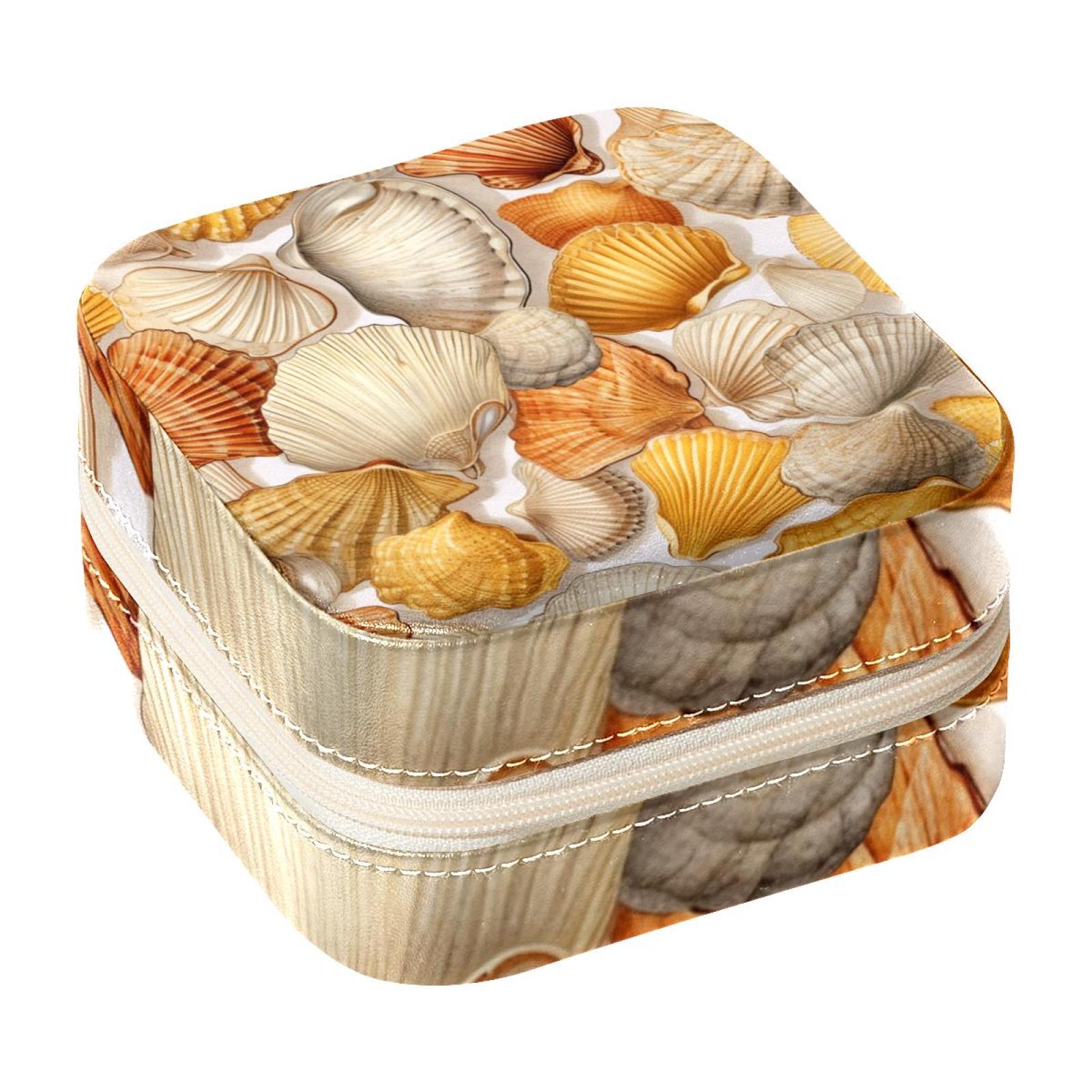Shell Travel Portable Square Jewelry Box Earring Necklace Bracelet ...