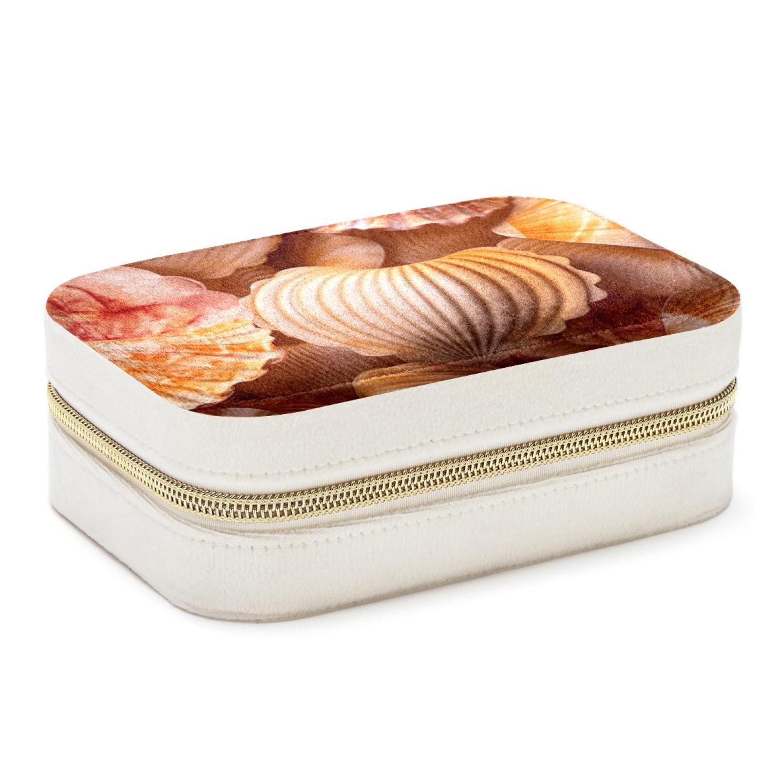 Shell Velvet Portable Travel Organizer Box with Removable Compartment ...