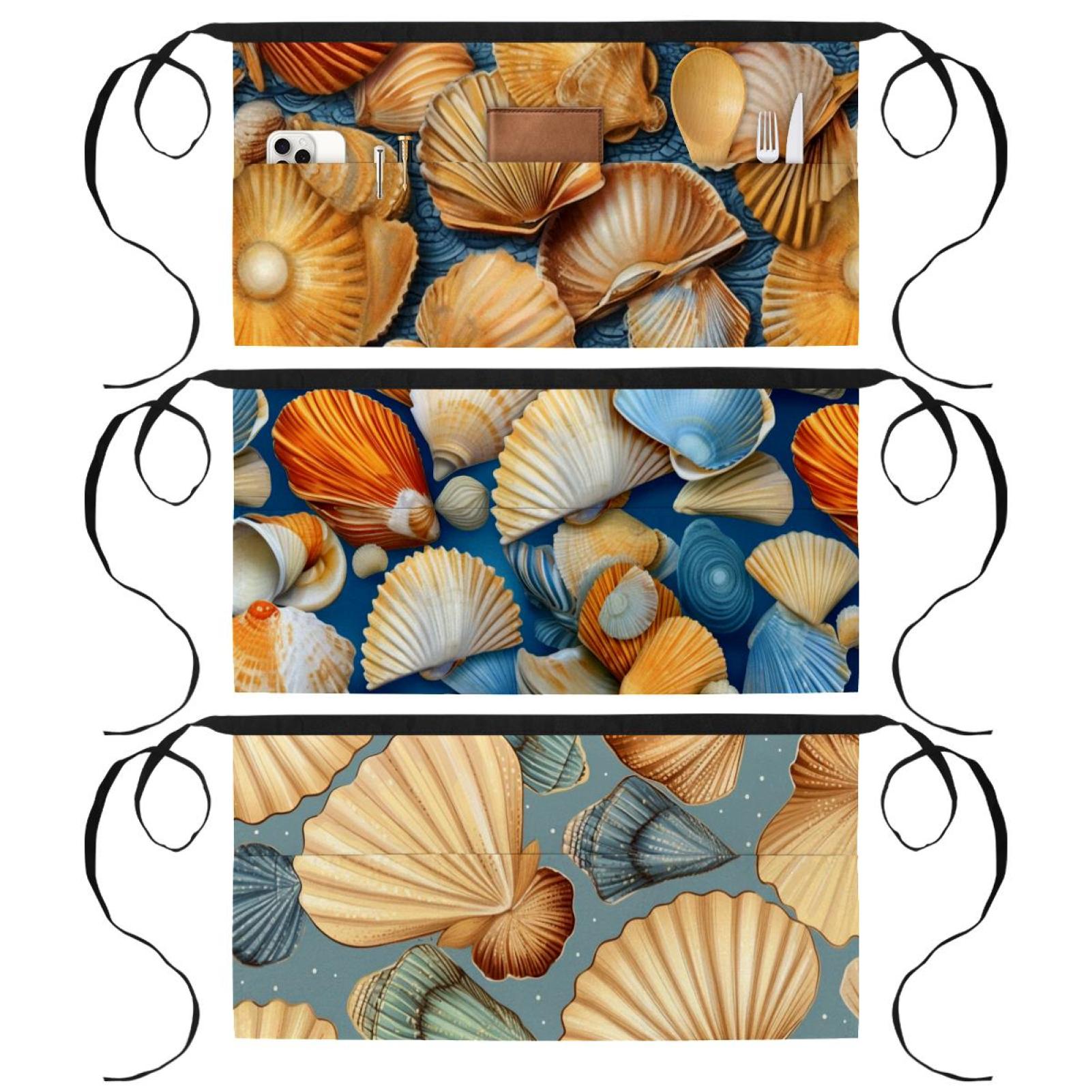 Shell Waiter Apron with 3 Pockets, Printed Design - for Bartenders ...