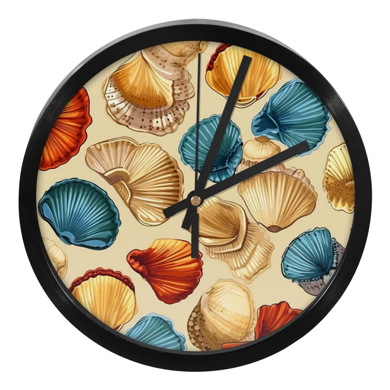 Shell Wall Clock, 9.8 Inches, Silent, Not Ticking, Round Digital Clock ...