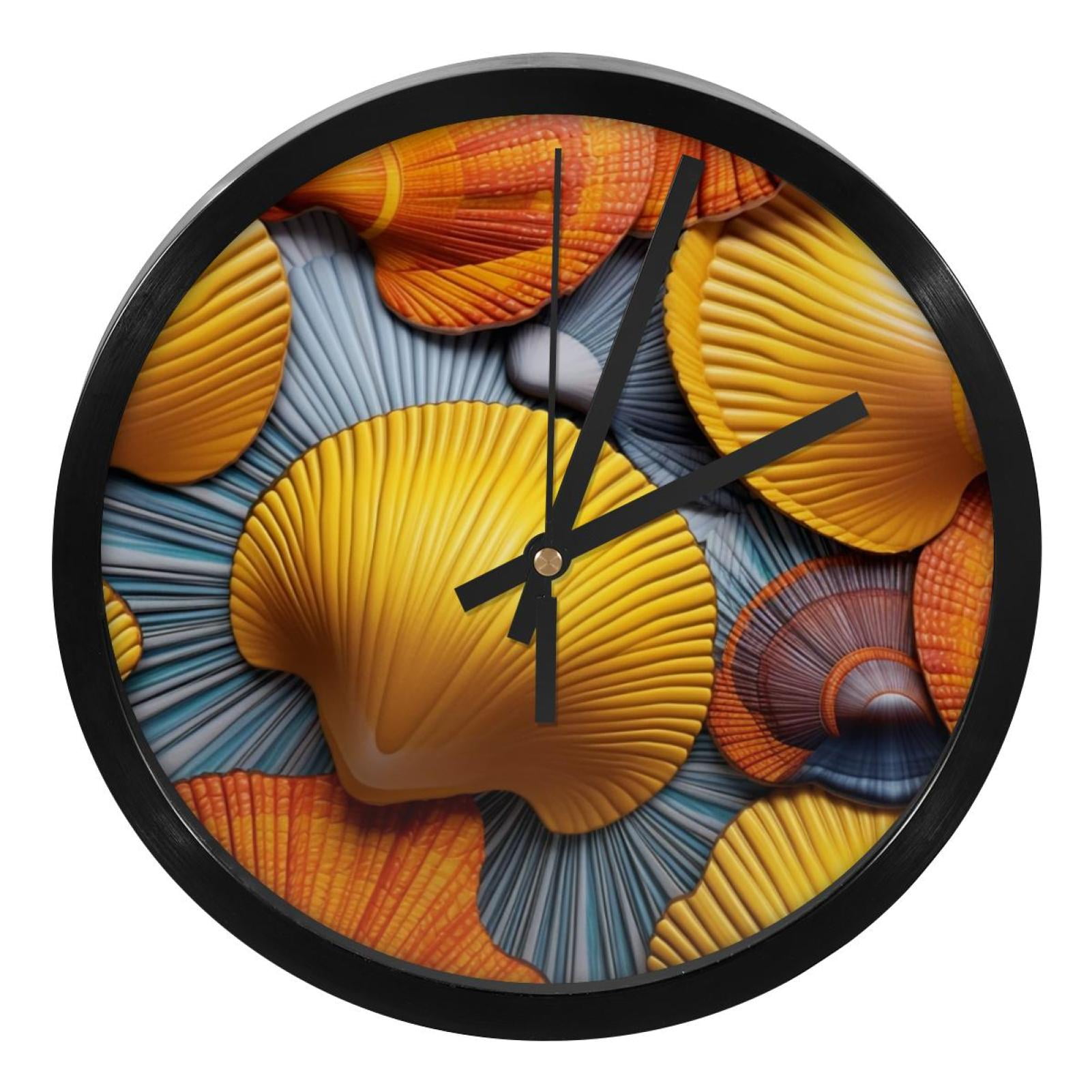 Shell Wall Clock, 9.8 Inches, Silent, Not Ticking, Round Digital Clock ...