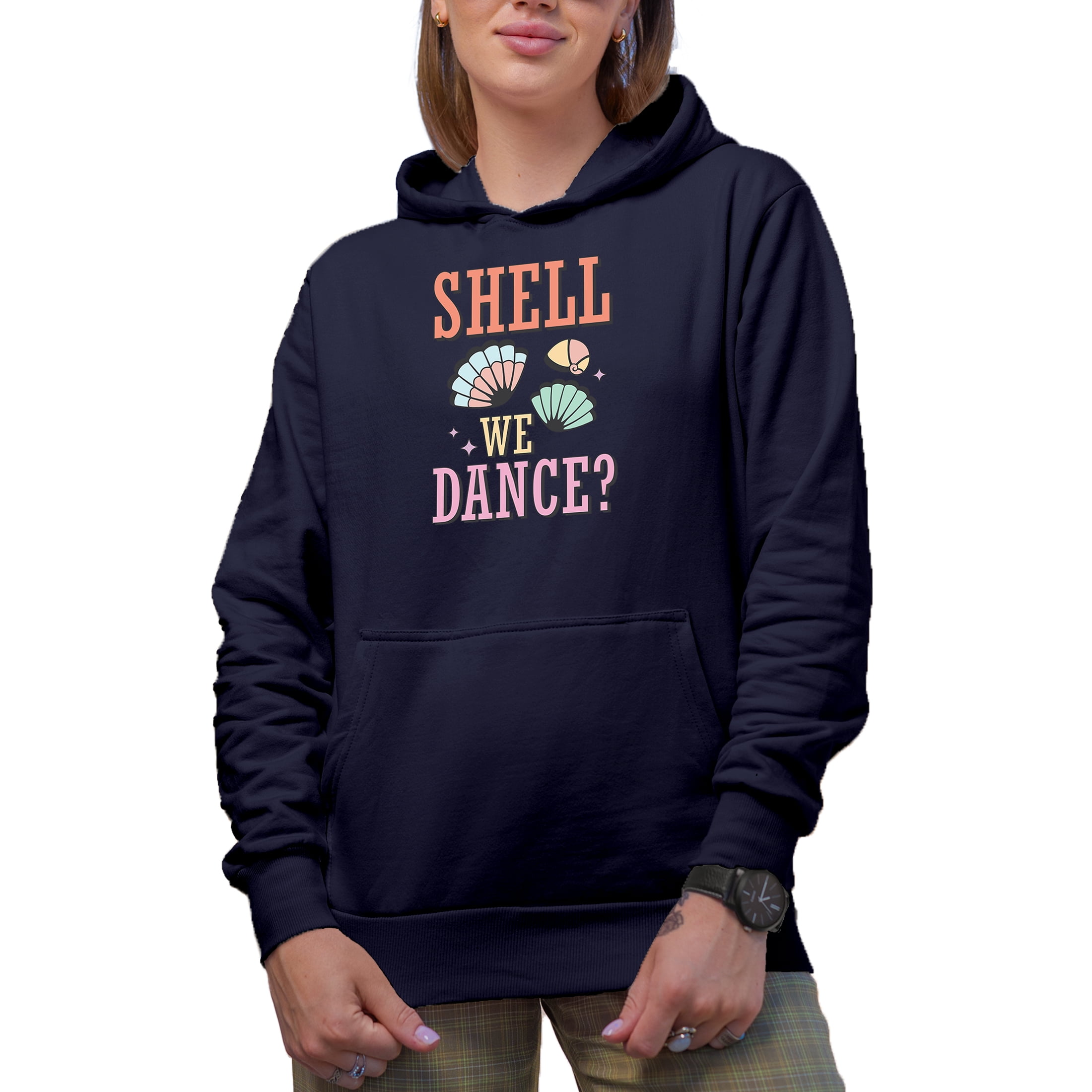 Shell We Dance Pun Quote with Shells, Beach & Dancing Merch Gift, Navy ...