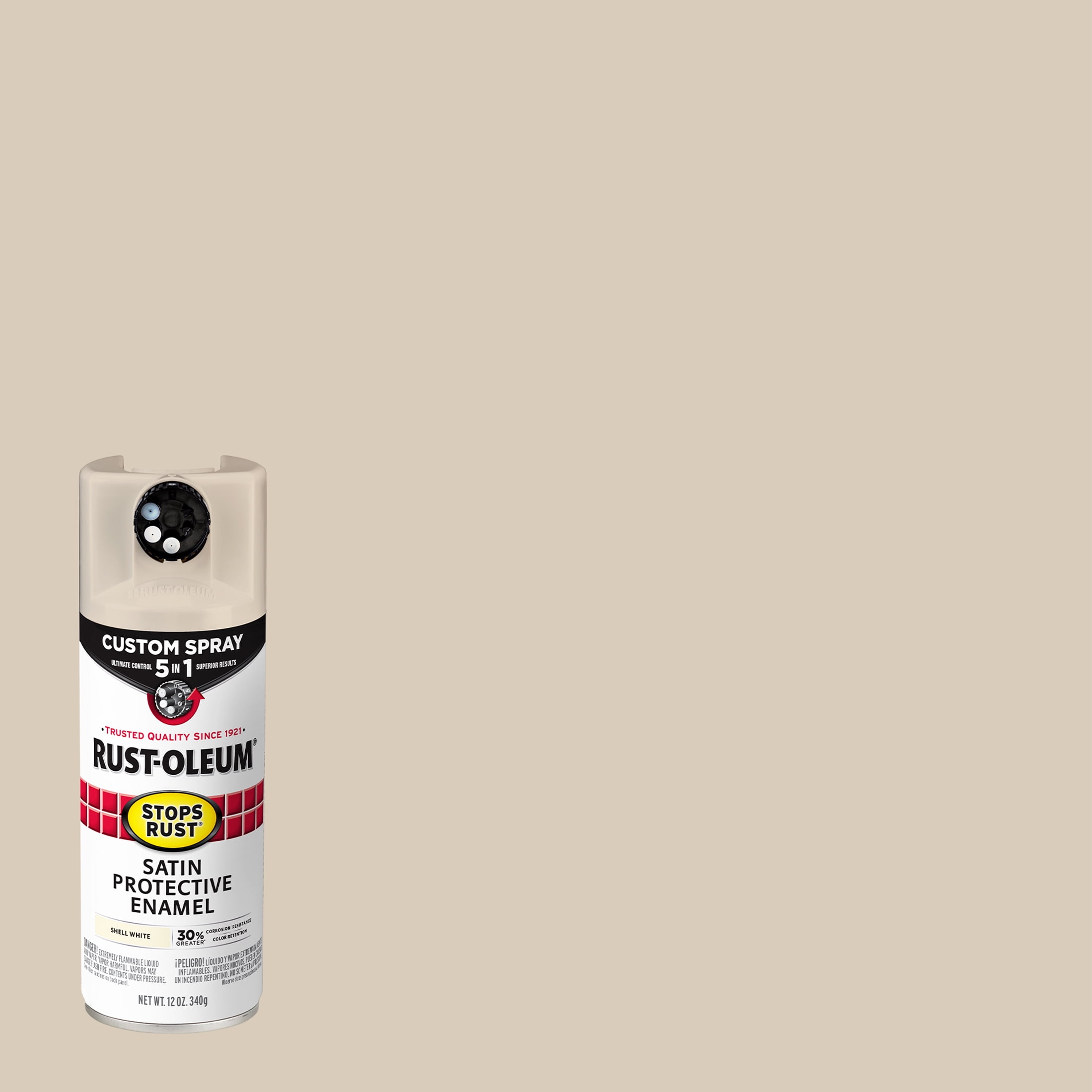 6 Pack, Shell White, Rust-Oleum Stops Rust Custom Spray 5 in 1 Satin ...
