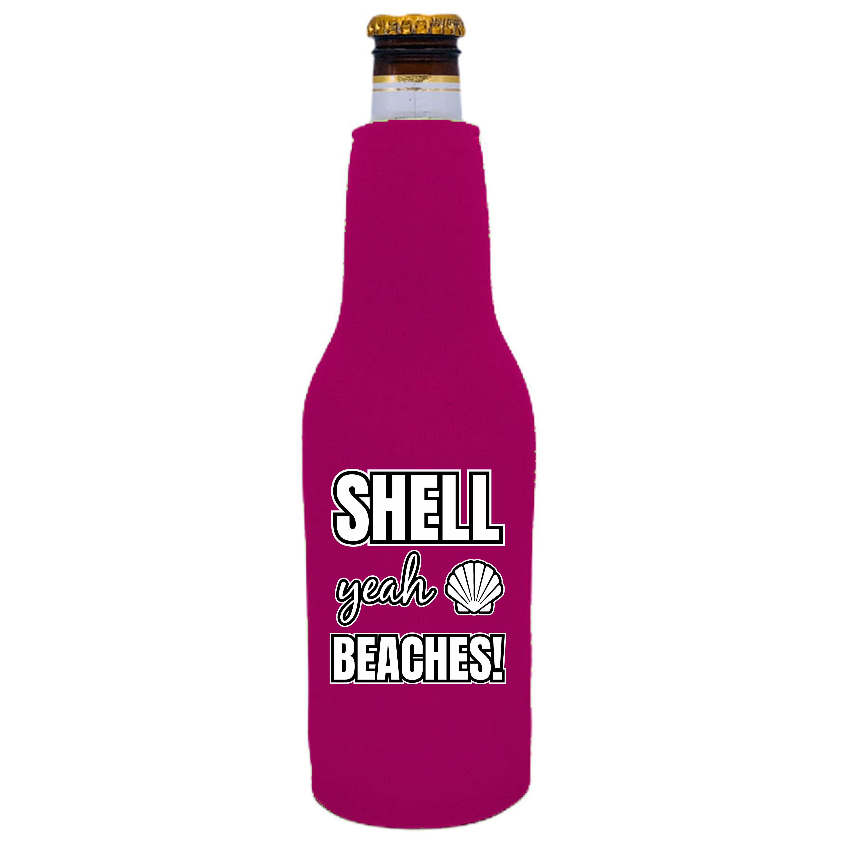 Shell Yeah Beaches Beer Bottle Coolie (Magenta) - Walmart.com