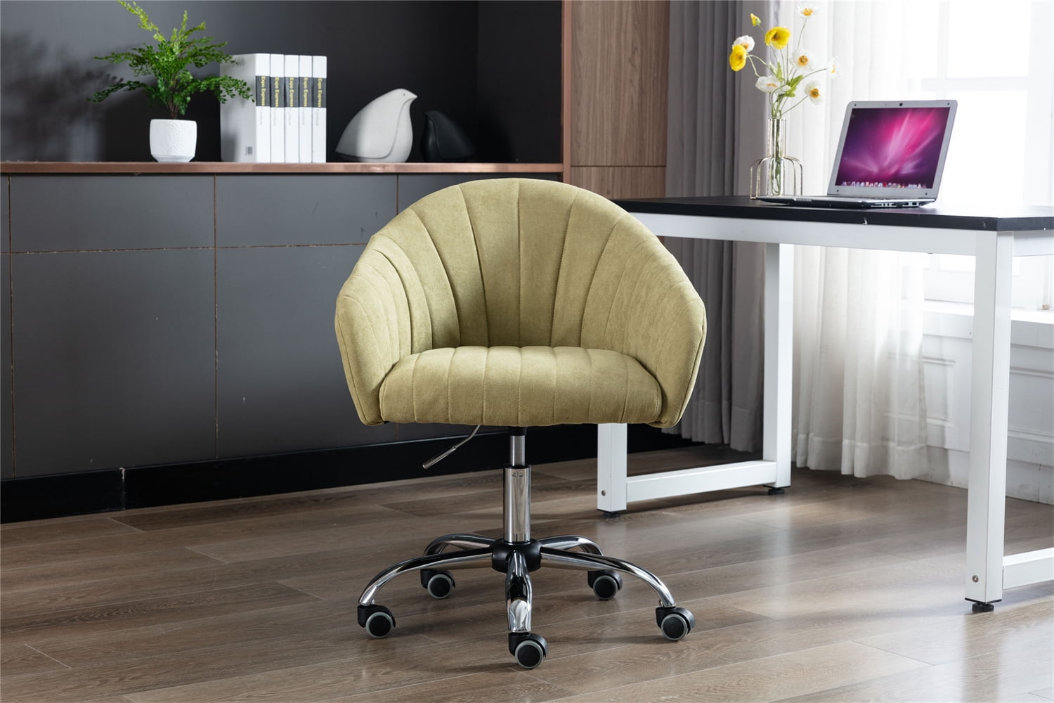 Shell office Chair, Modern Leisure Swivel Chair Armchair, Linen fabric ...
