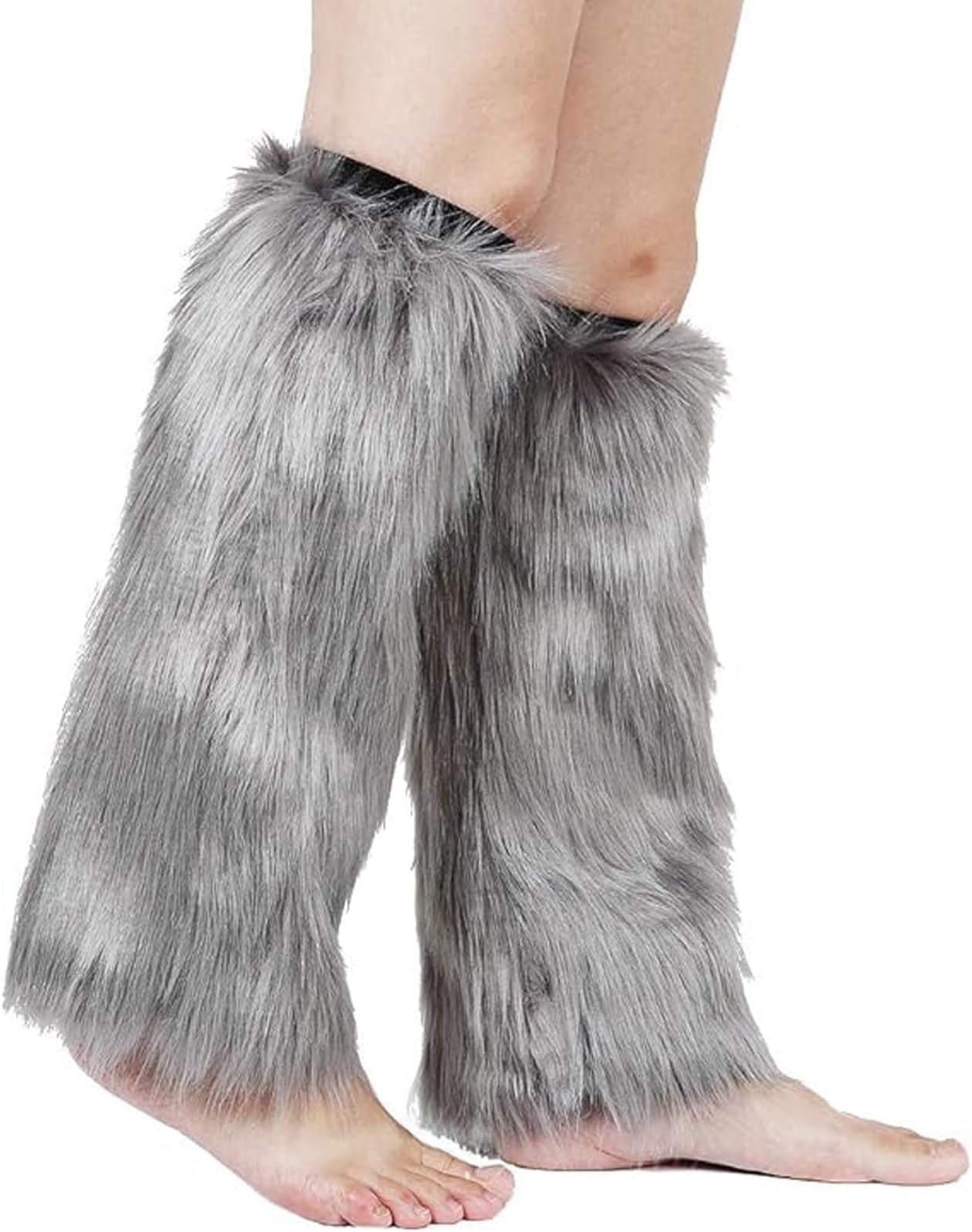 ShellKingdom Leg Warmers Women Faux Fur Fuzzy Long Boots Shoes Cuff ...