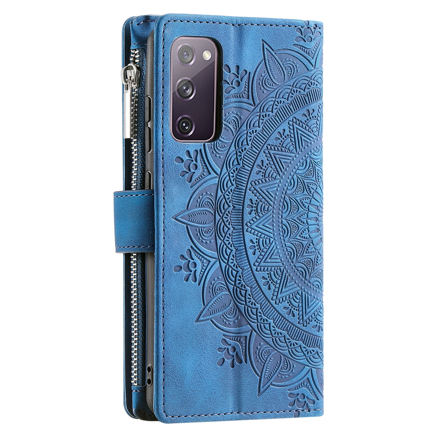 ShellTech Samsung Galaxy S20 FE Wallet Case Mandala Floral Embossed PU Leather Folio with Zipper ...