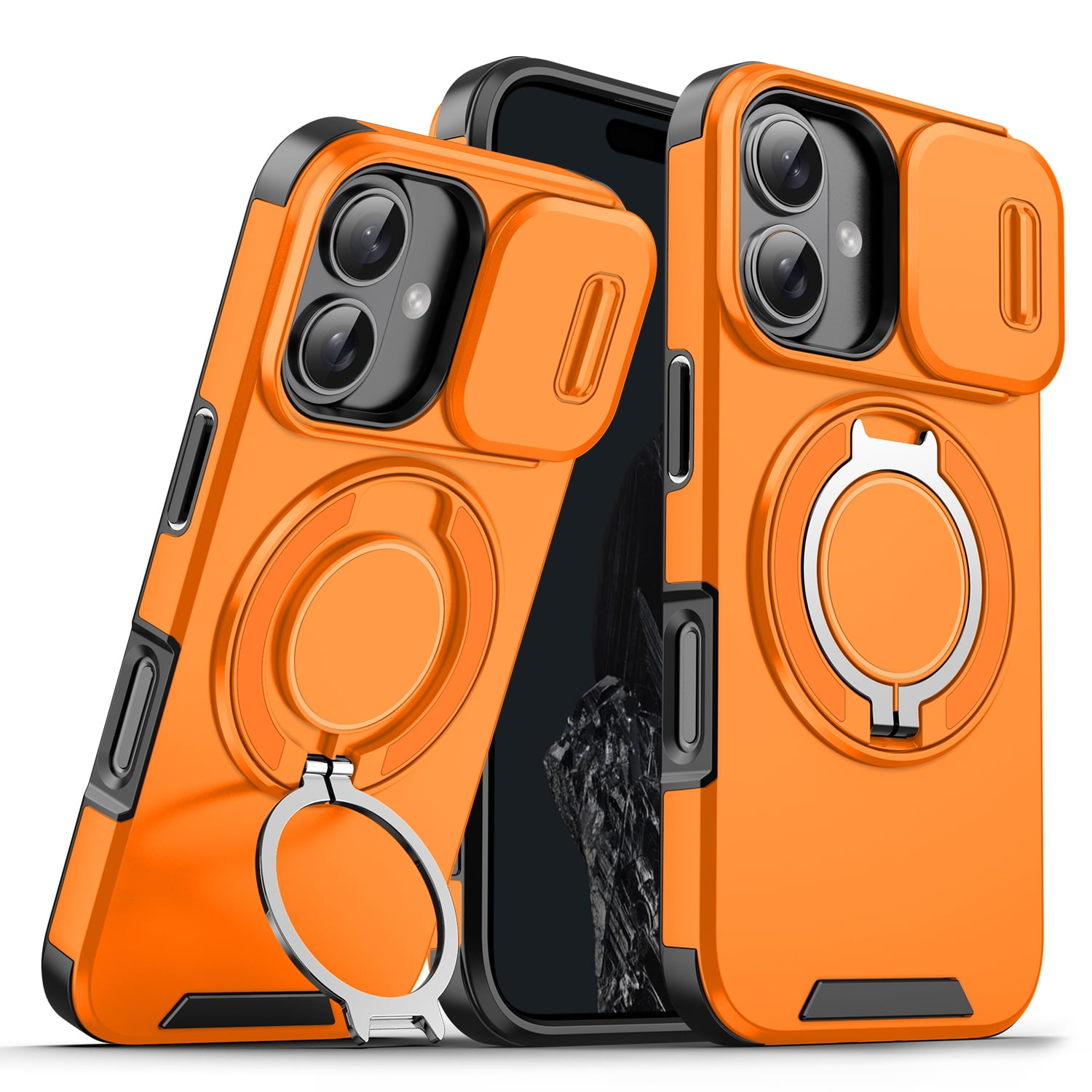 ShellTech Shockproof Case for iPhone 16 Case, Slide Camera Lens Cover ...