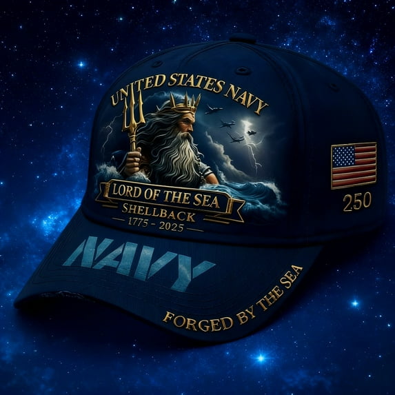 Shellback US Navy 250th Anniversary Cap 1775-2025 Lord of the Sea ...