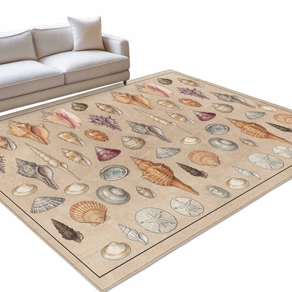 Shells Area Rugs 3x5ft Retro Ocean Colorful Shell Conch Linen Texture ...