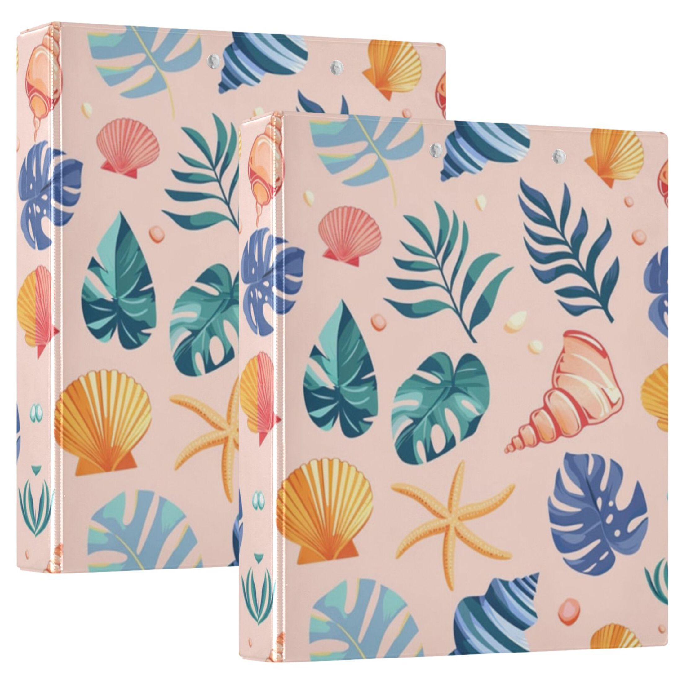 Shells Conchs Seaweed 3 Ring Hardcover Binders 1.5" Round Rings for ...