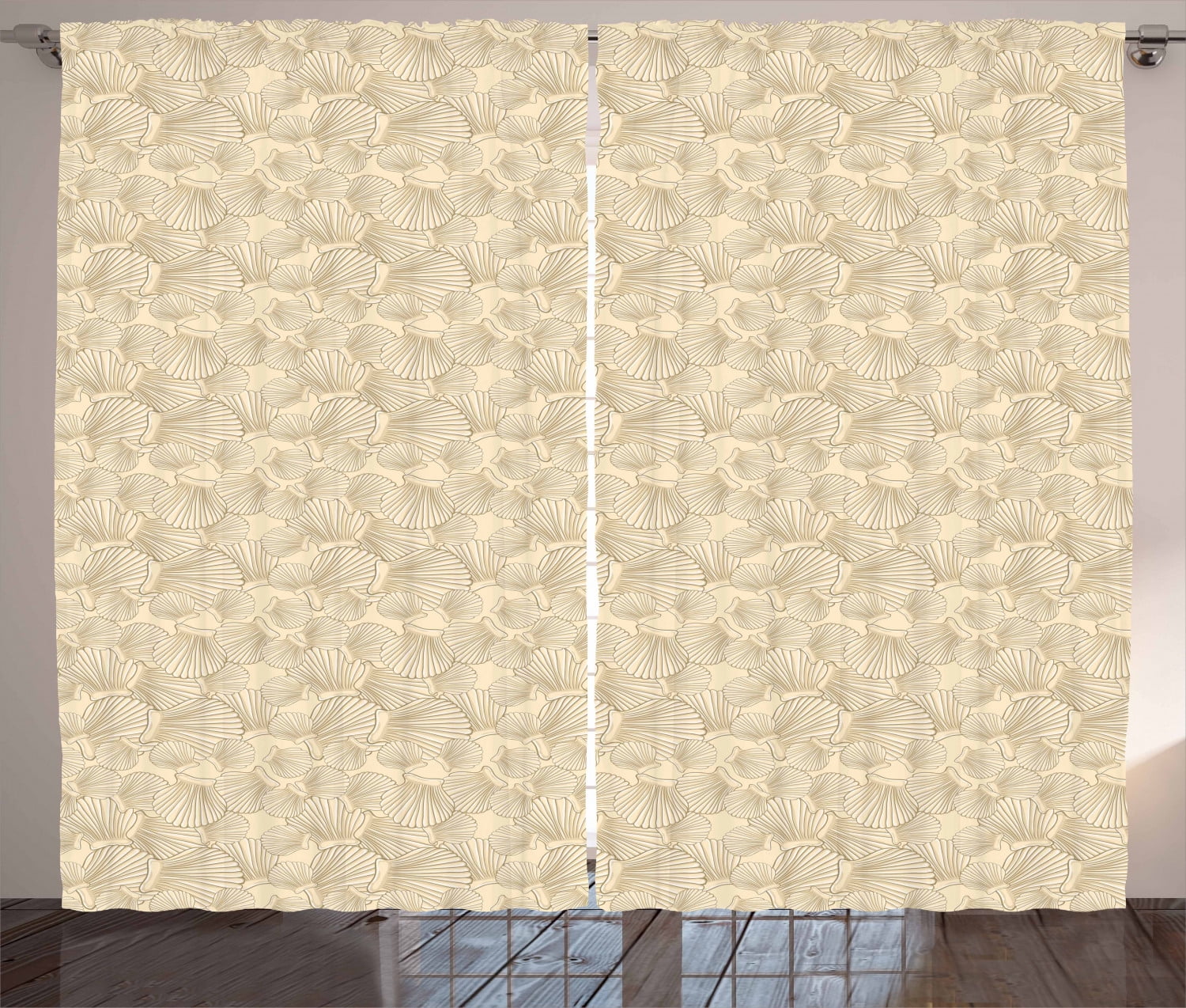 Ambesonne Shells Curtains 2 Panel Set, Interlacing Clams Motif, 108" x ...