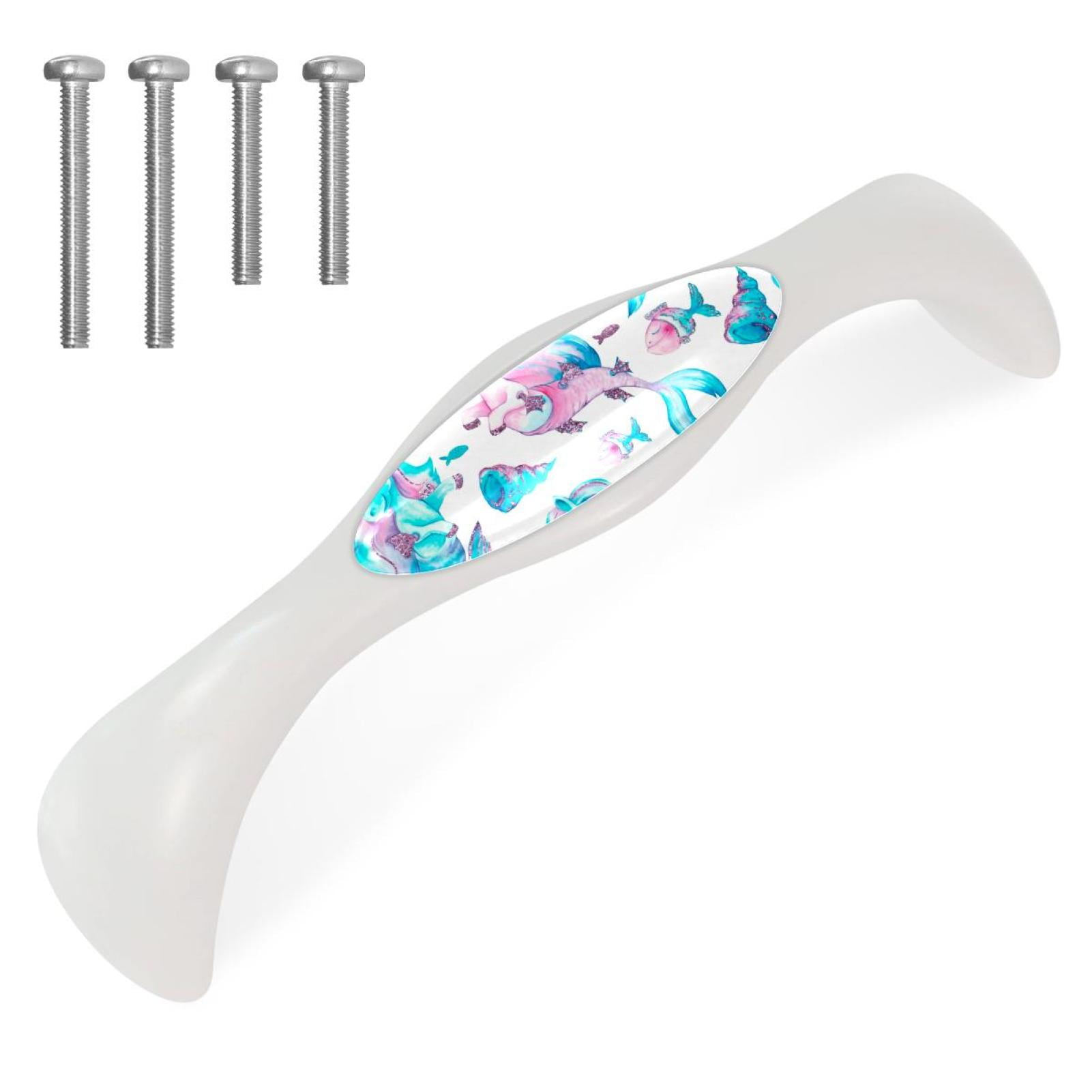 Shells Horse Corals Fish Knob 4 Pack Arched Drawer Pulls Crystal Glass ...