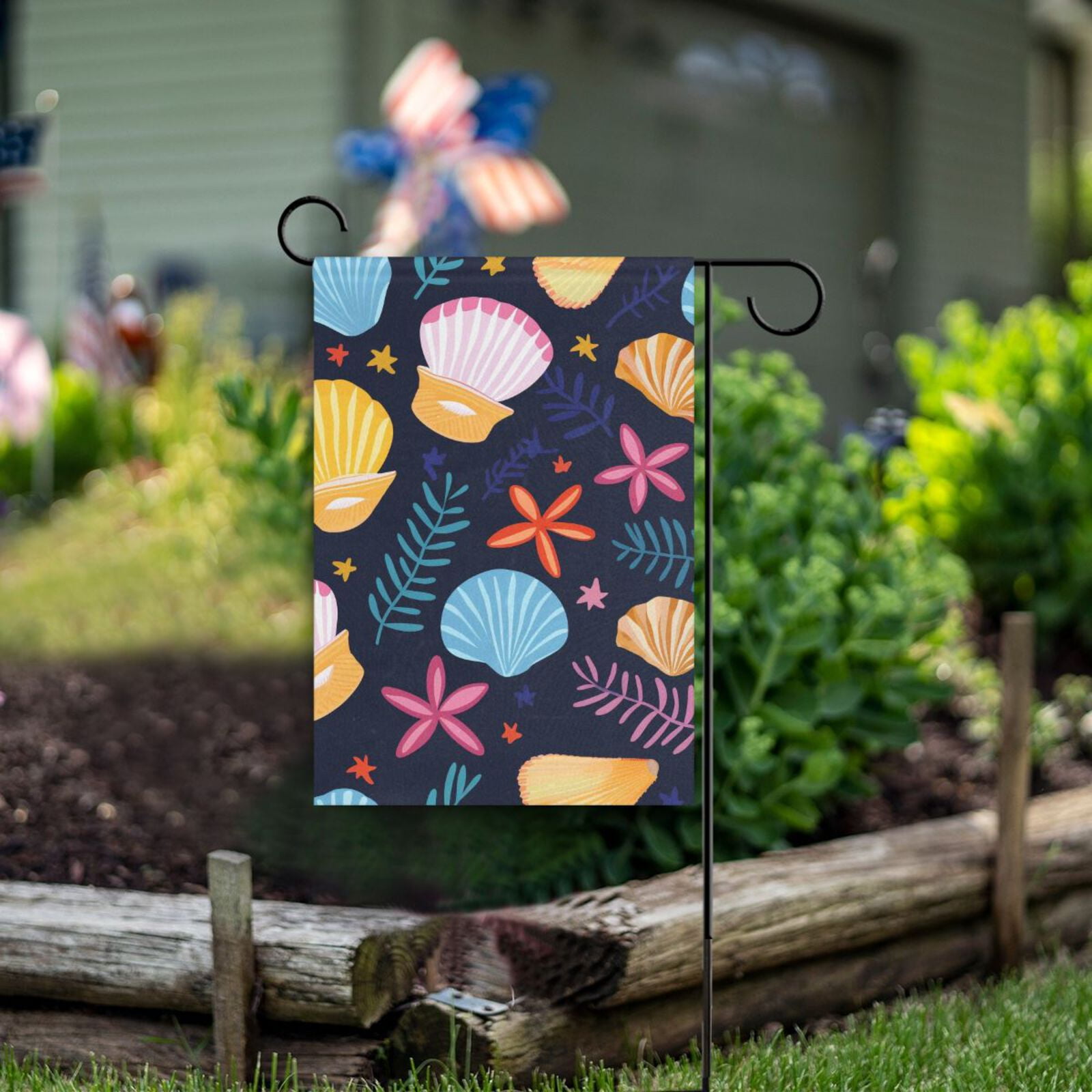 Shells Leaves Flowers Garden Flag Double Sided Outdoor Banners for ...