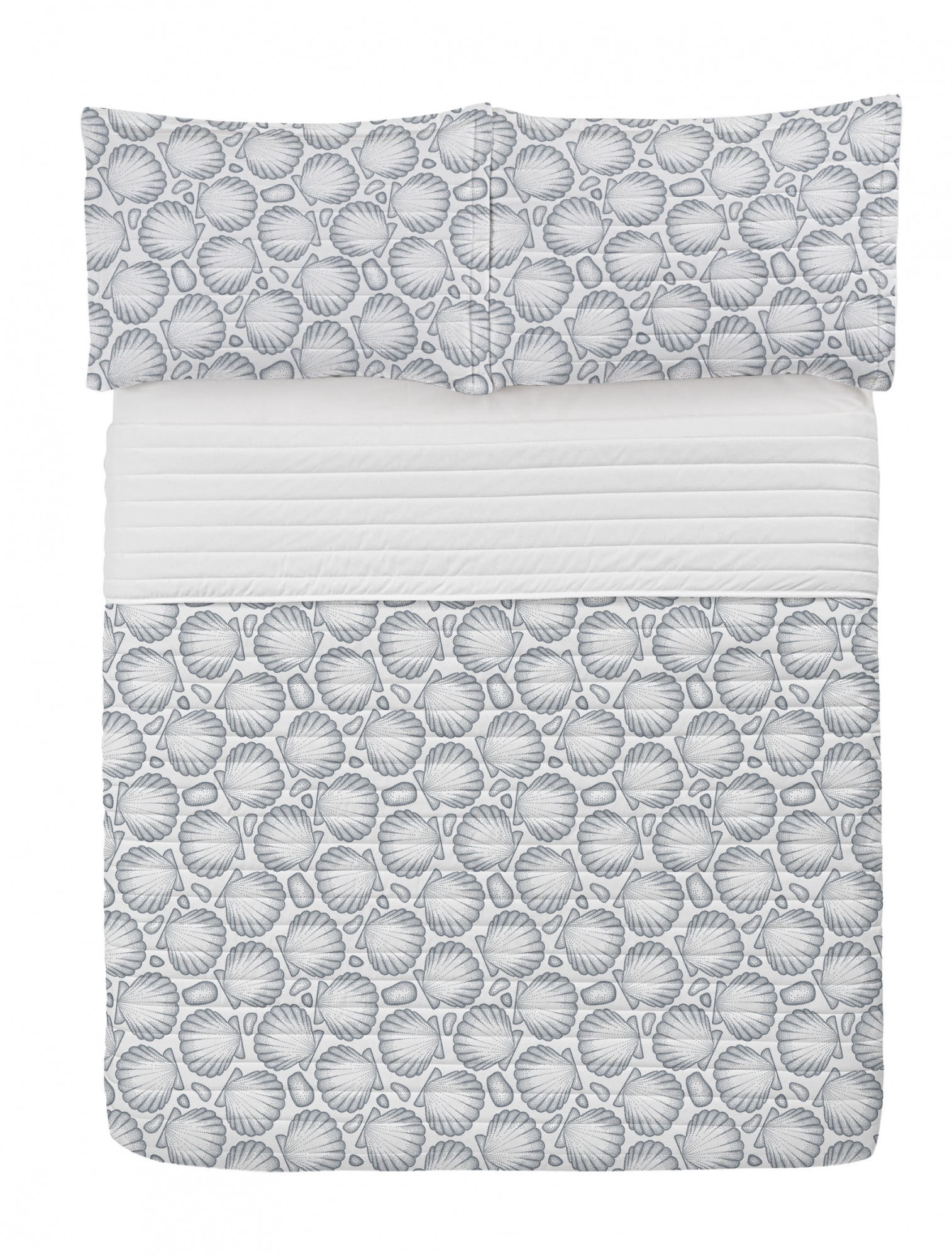 Shells Microfiber Bedspread Set, Pointilist Style Dotwork Outline ...