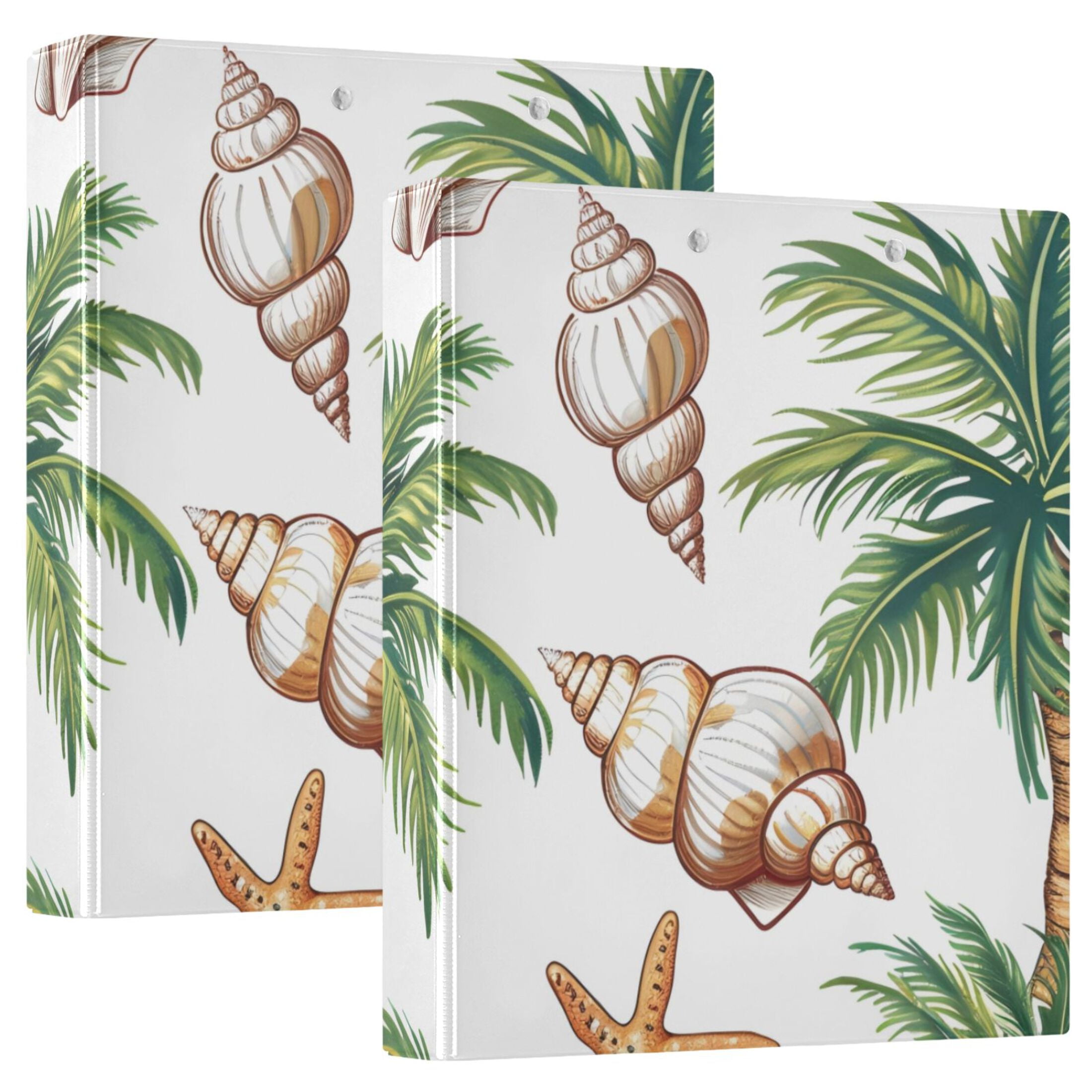 Shells Palm Trees 3 Ring Binders 1.5 inch Hardcover File Folders with ...