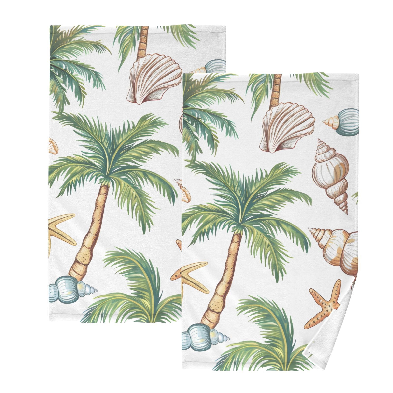 Shells Palm Trees Hand Towels Cotton Bath Towels Large Face Towels ...