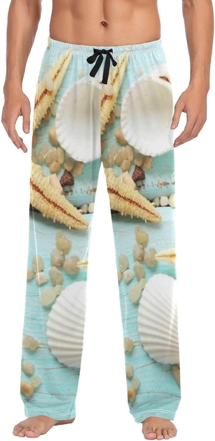 Shells Pattern Ghost Pajama Pants, Men's Lounge Pants Light with ...