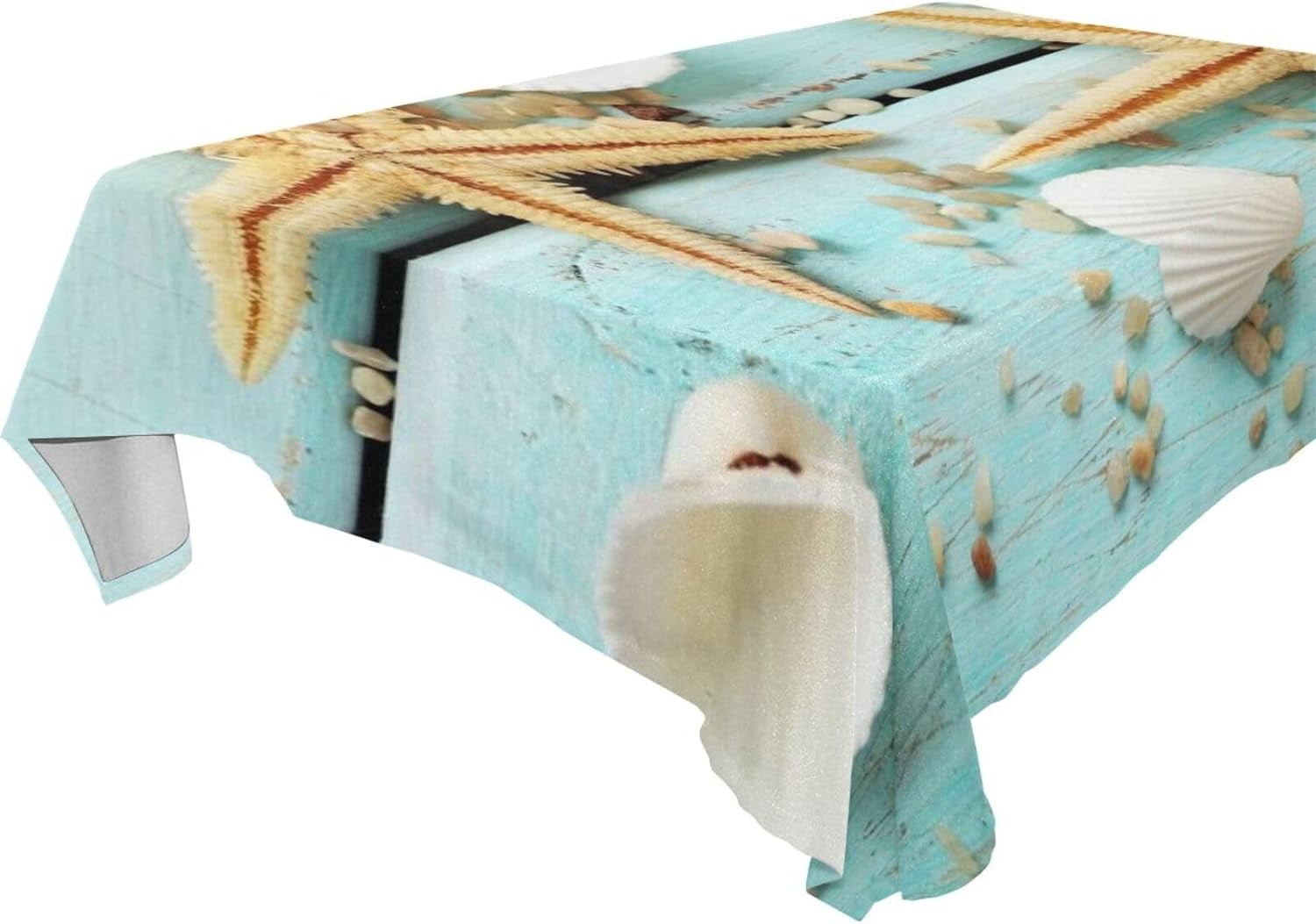 Shells Pattern Rectangle Tablecloth, Dust Proof Anti Wrinkle Wipeable ...