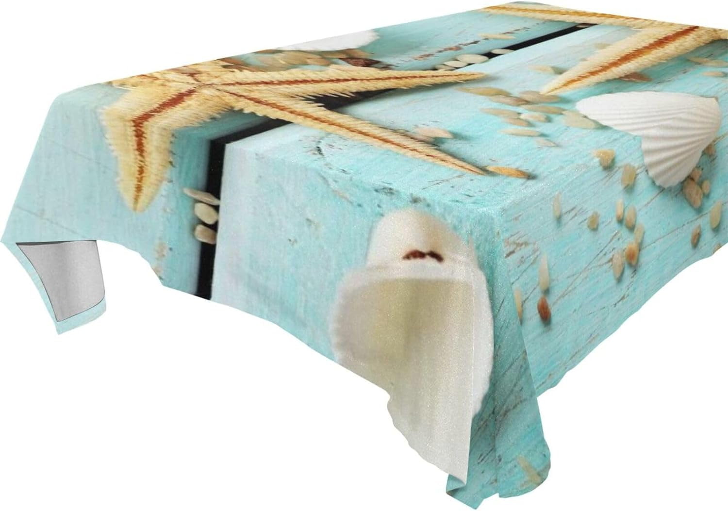 Shells Pattern Rectangle Tablecloth, Dust Proof Anti Wrinkle Wipeable ...