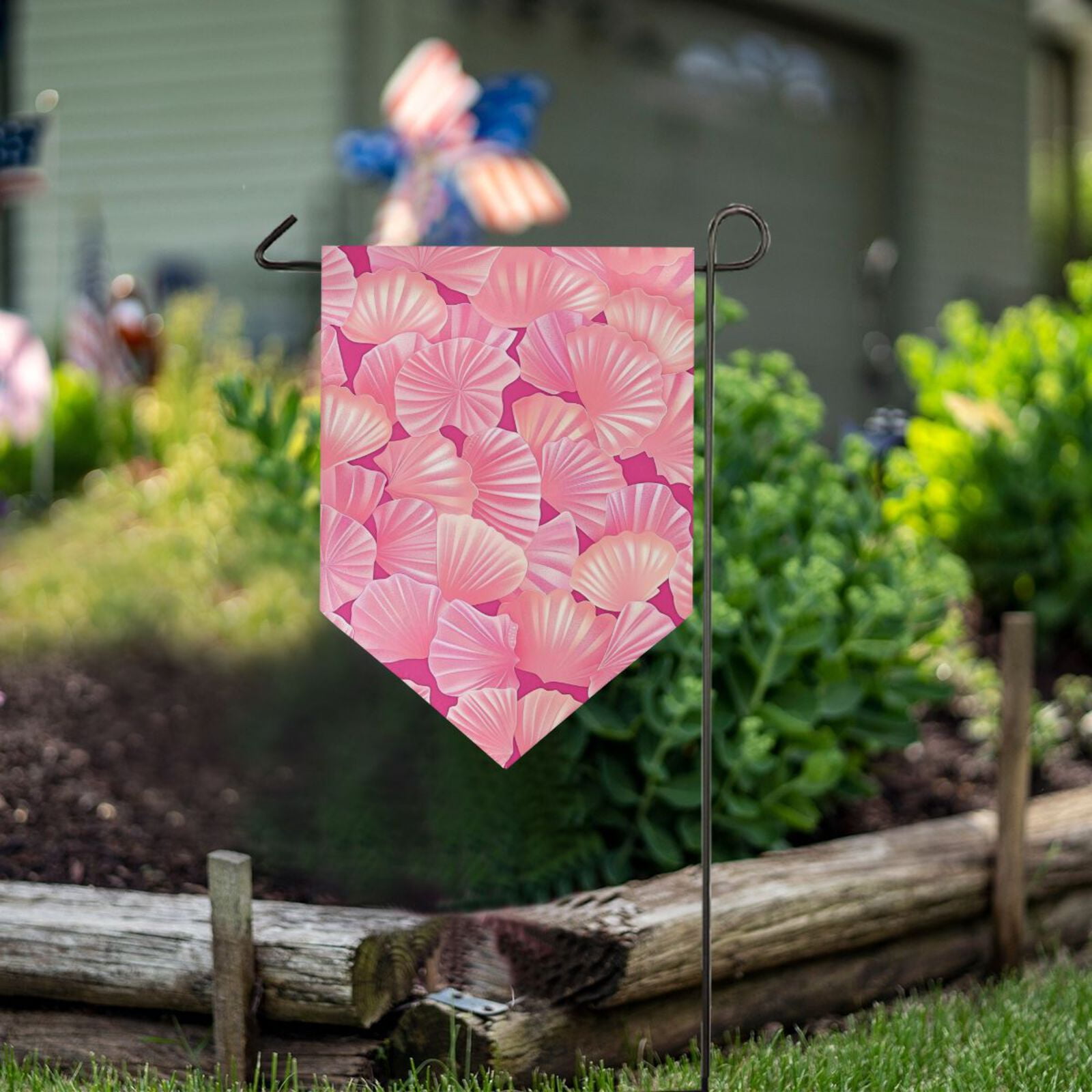 Shells Pink Garden Flag 18" x 12.5" Double Sided Yard Lawn Outdoor ...