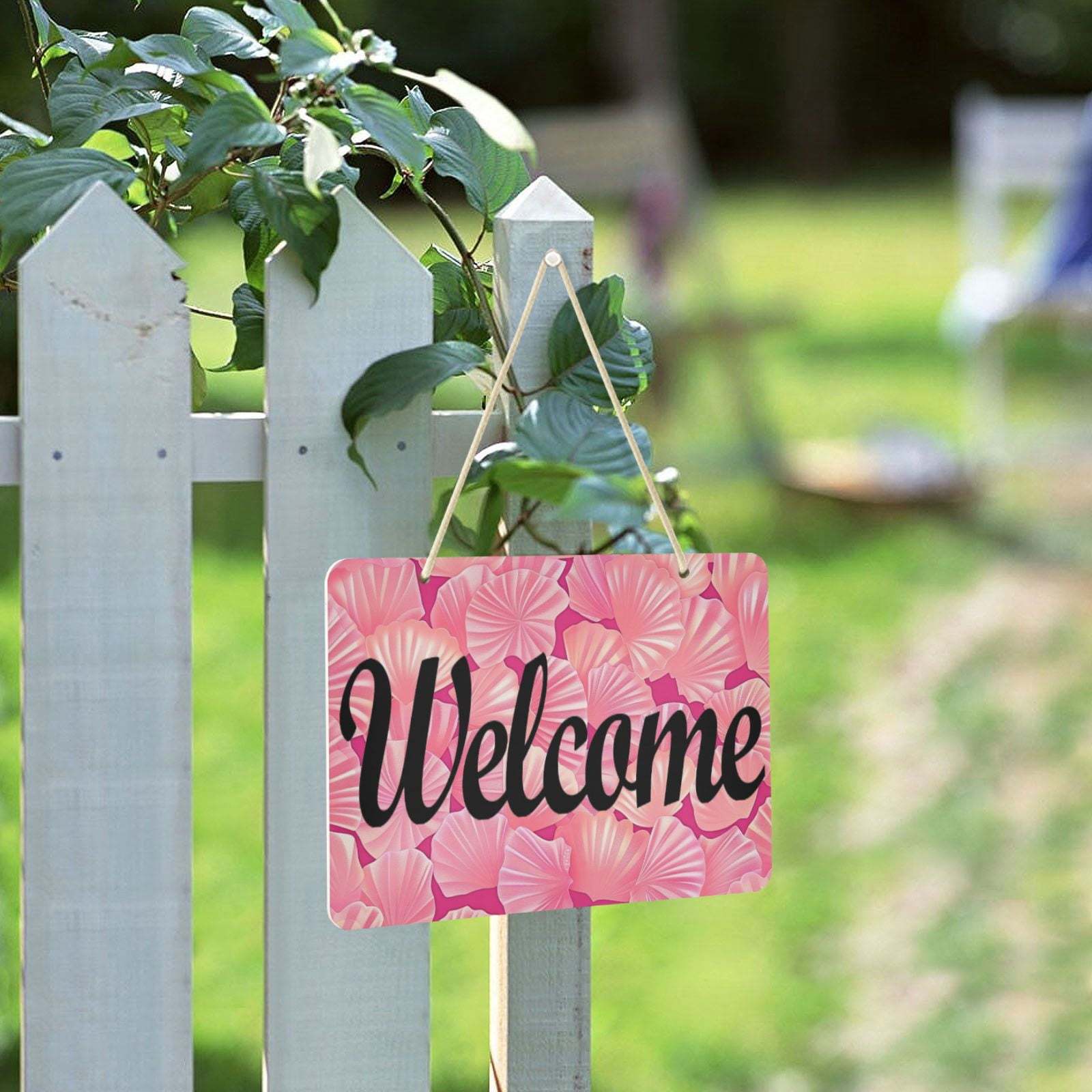 Shells Pink Welcome Sign for Front Door Porch Wreath Door Sign Home ...