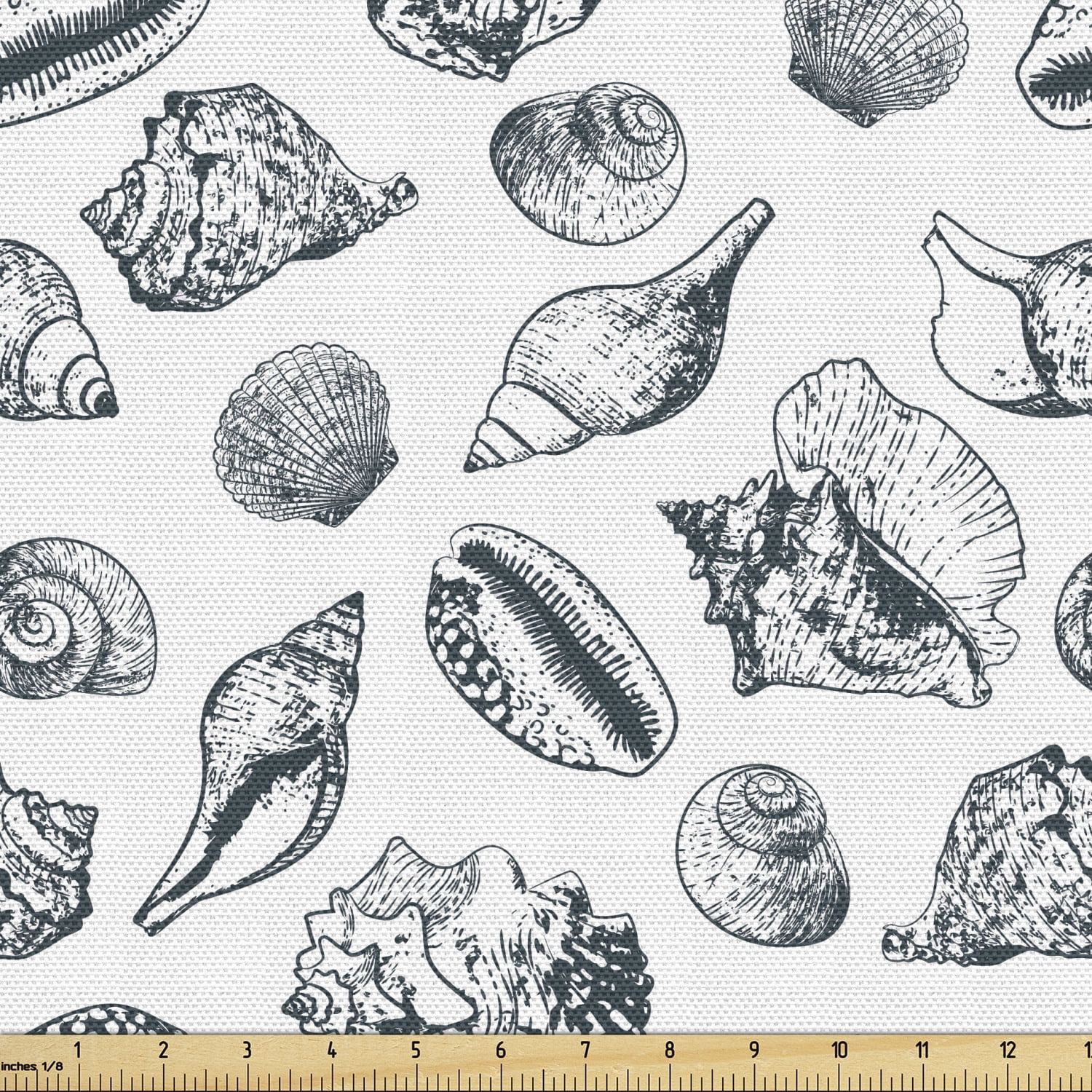 Ambesonne Shells Fabric by the Yard Upholstery, Florida Fighting Conch ...
