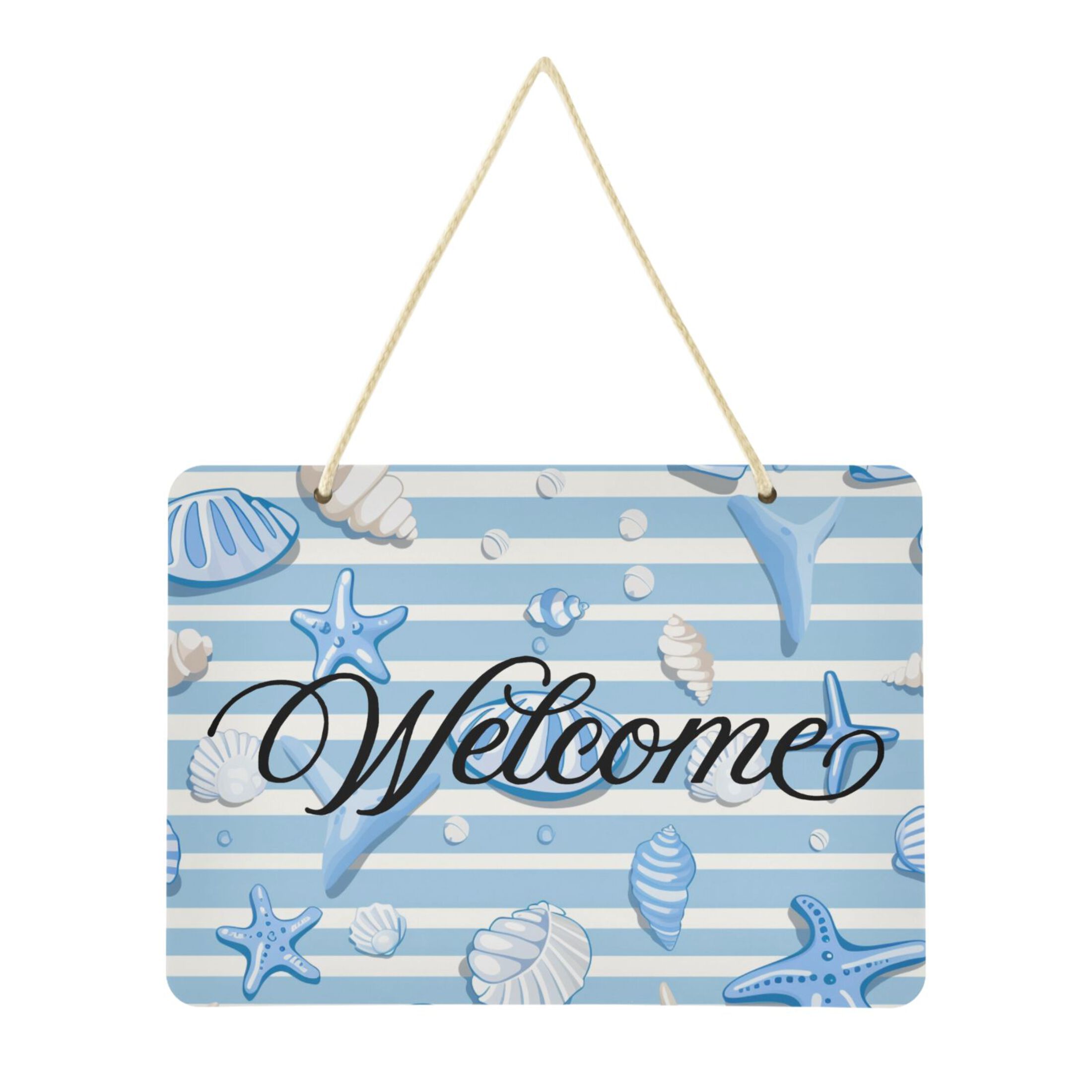 Shells Starfish Corals Welcome Sign Front Door PVC 14x10 inch Hanger ...