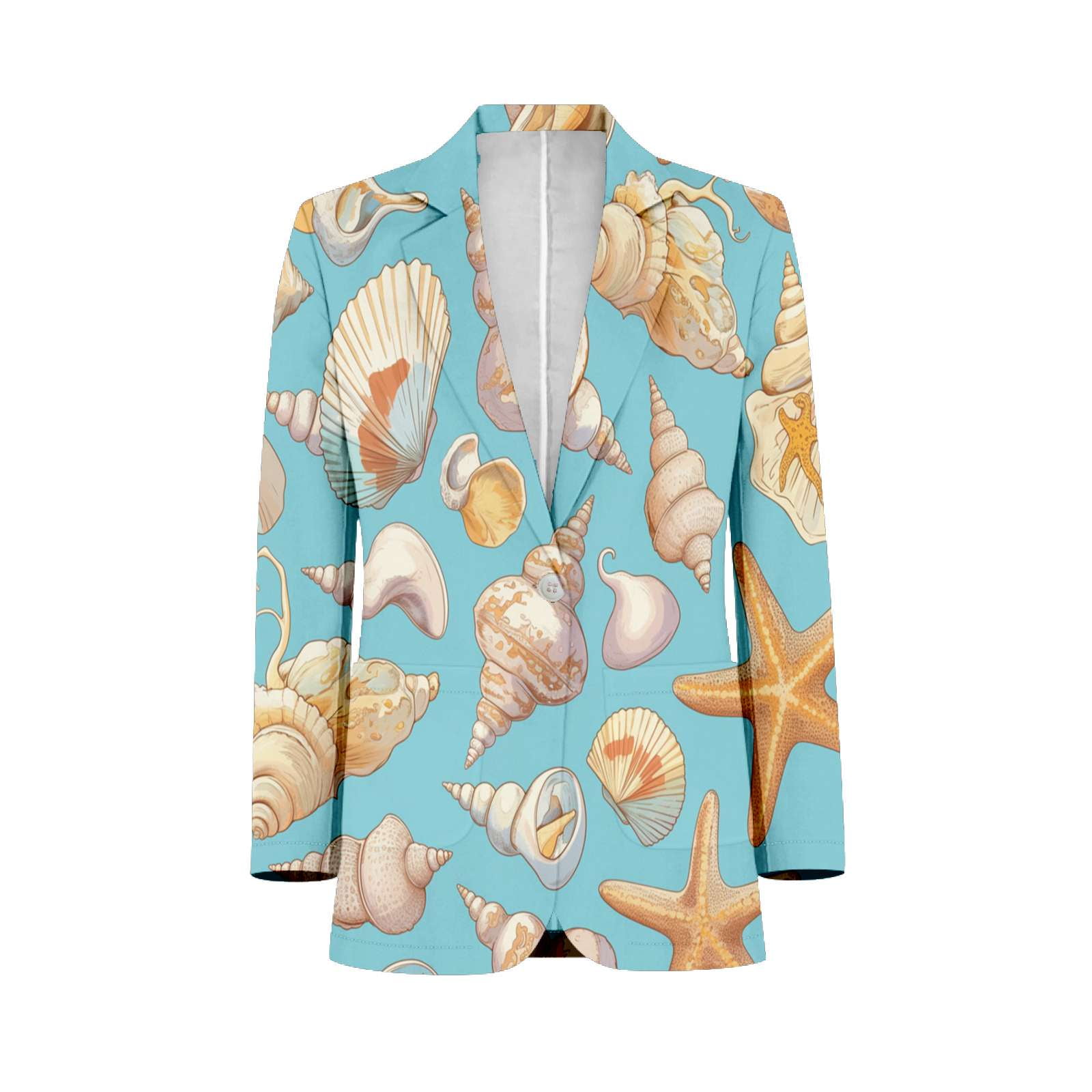 Shells Starfish Marine Pattern Mens Suits Shawl Collar Slim Fit Suit ...