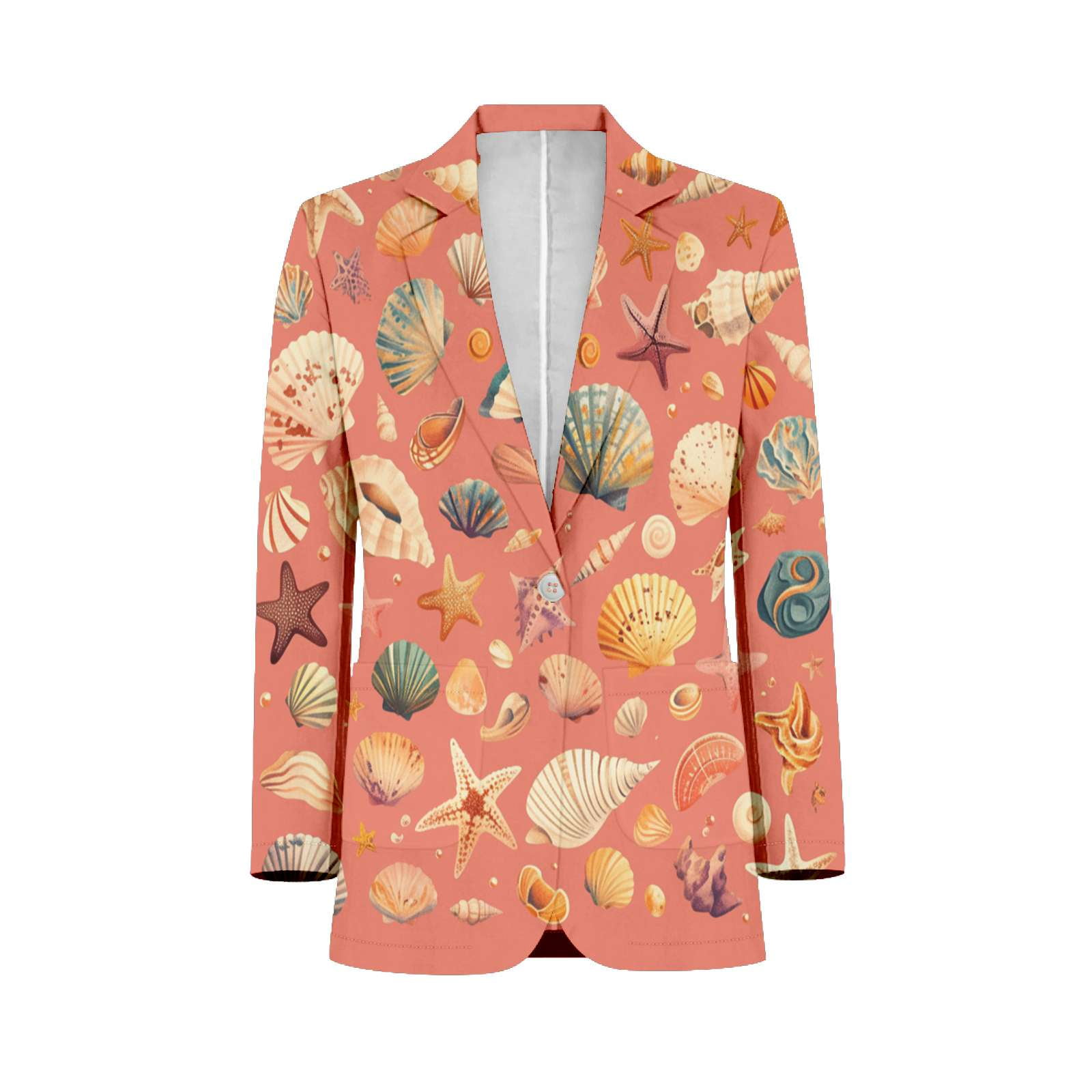 Shells Starfish Marine Pattern Mens Suits Shawl Collar Slim Fit Suit ...