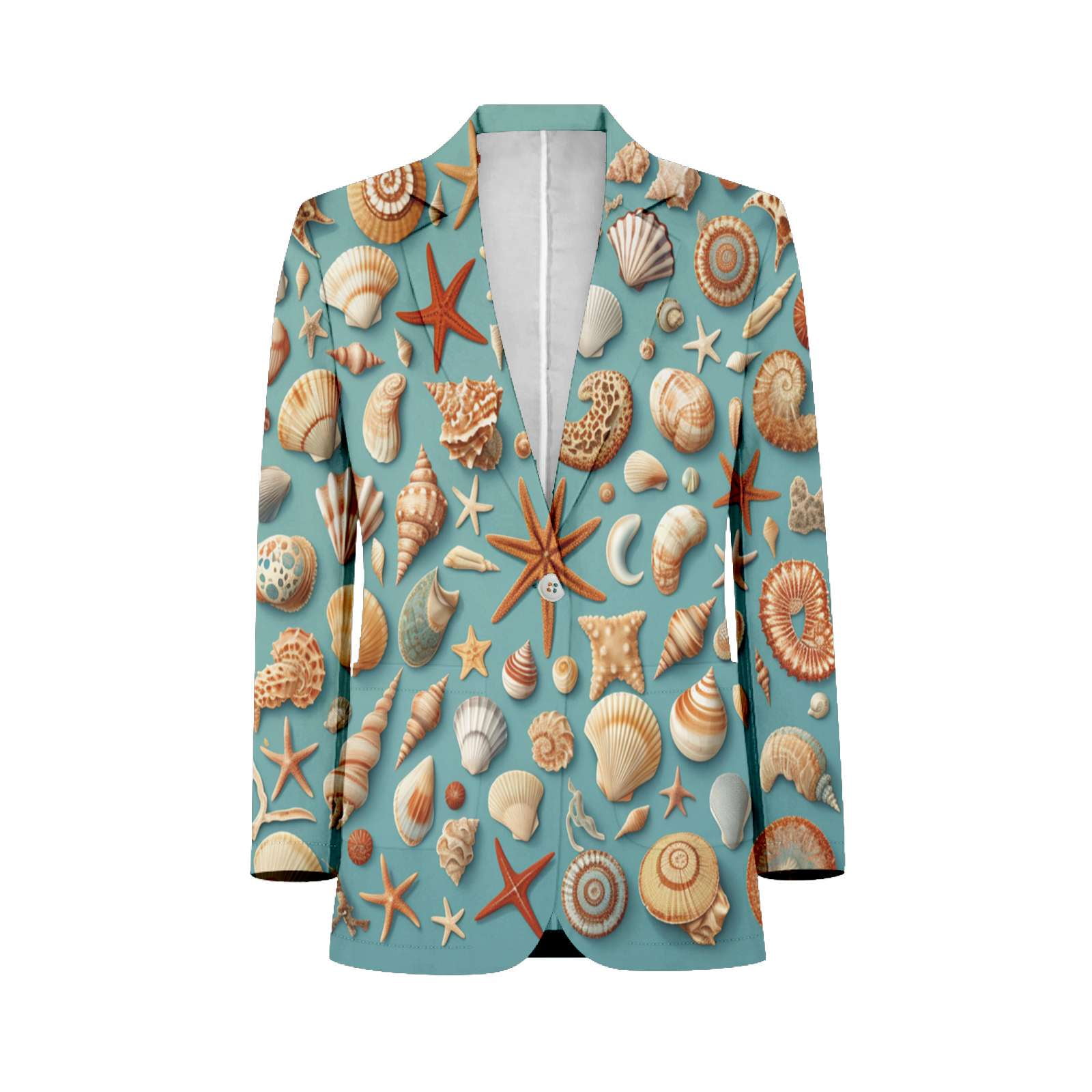 Shells Starfish Marine Pattern Mens Suits Shawl Collar Slim Fit Suit ...