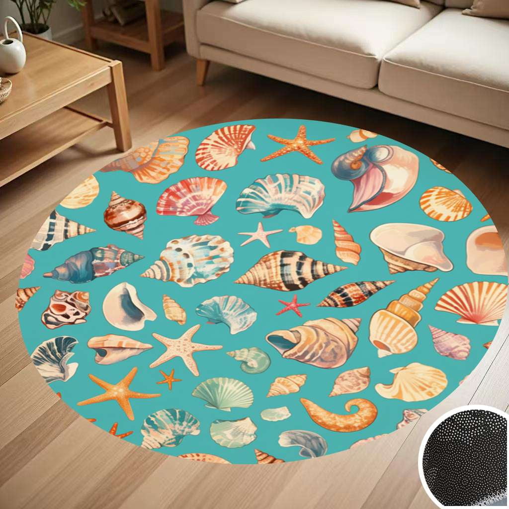 Shells Starfish Marine Pattern Round Carpet Living Room Bedroom Home ...