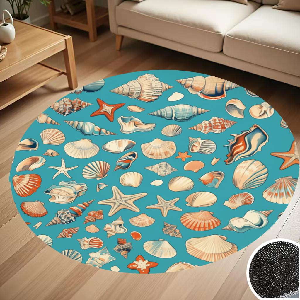 Shells Starfish Marine Pattern Round Carpet Living Room Bedroom Home ...