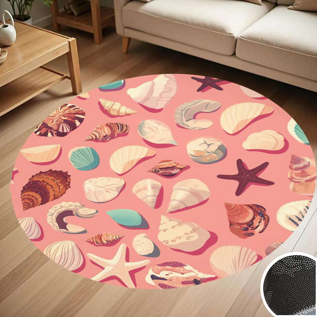 Shells Starfish Marine Pattern Round Carpet Living Room Bedroom Home ...