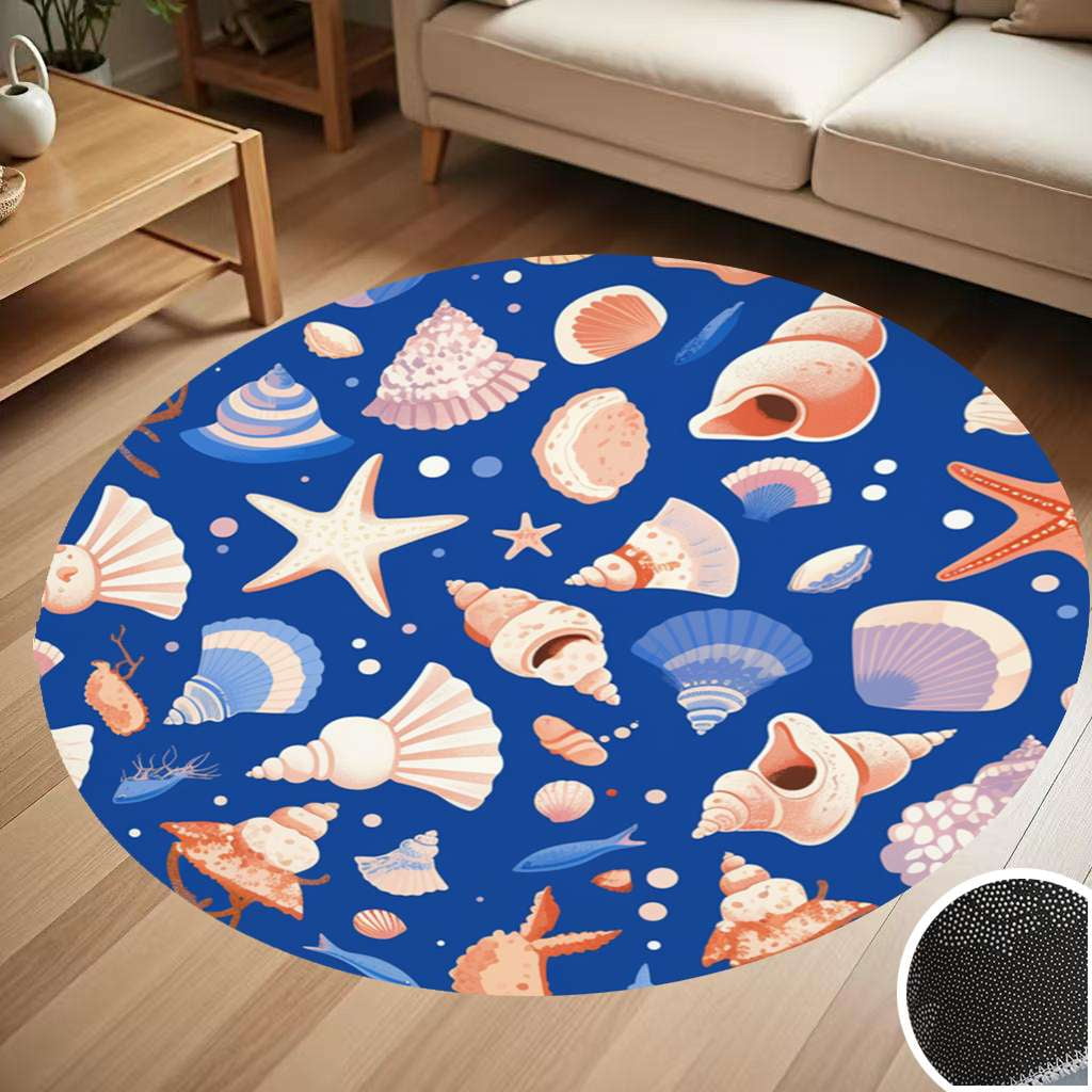 Shells Starfish Marine Pattern Round Carpet Living Room Bedroom Home ...